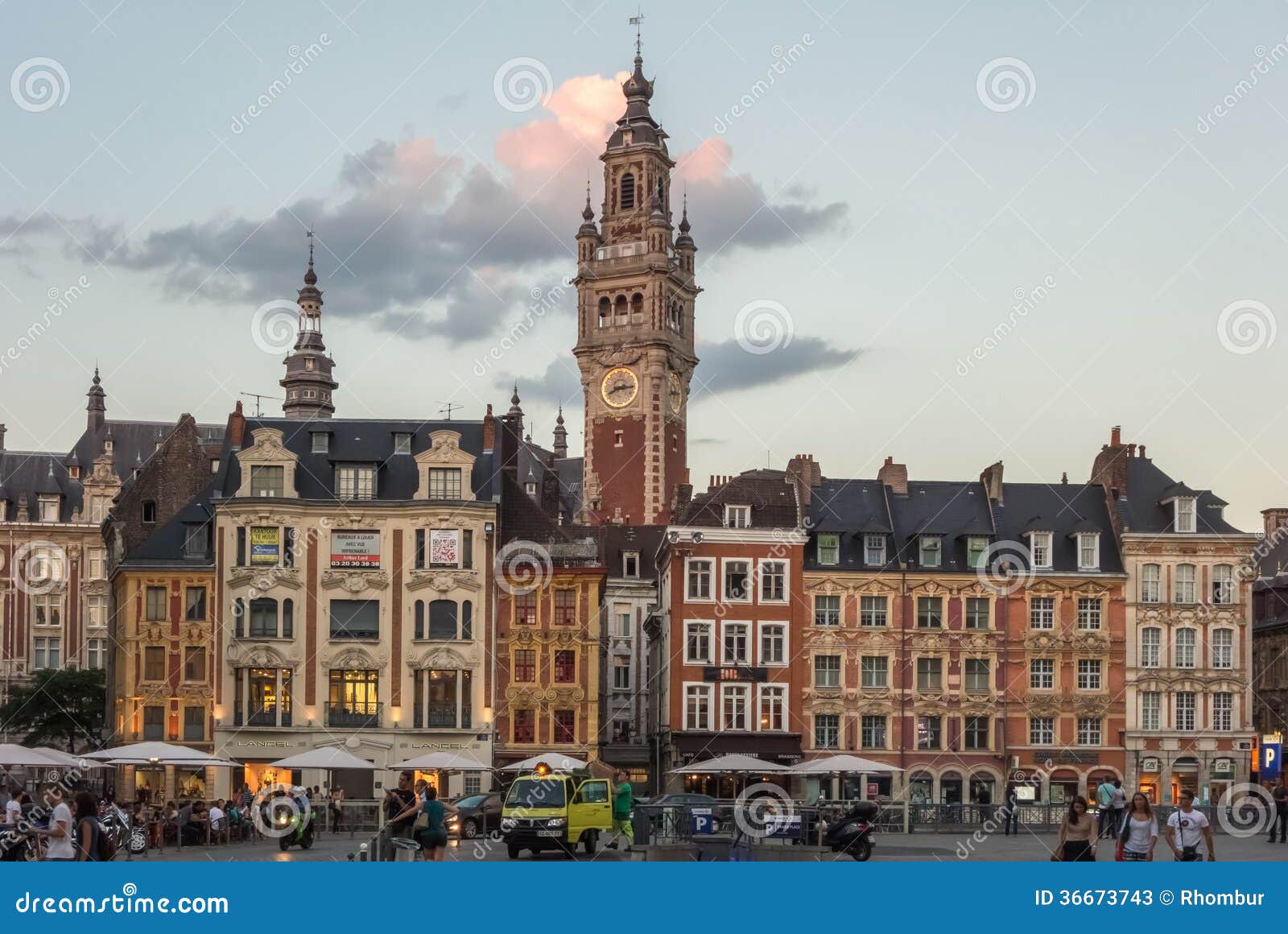 Lille Historic City Center at Sunset Editorial Stock Photo - Image of ...
