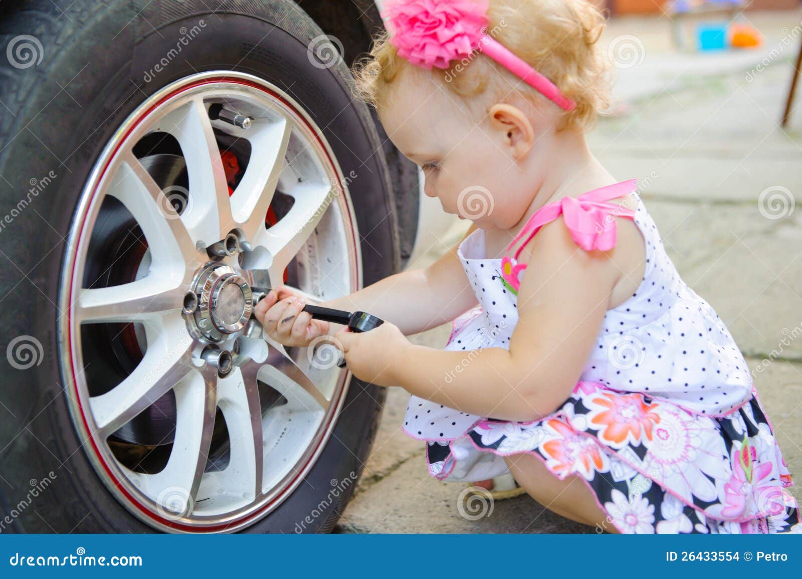 Lillte Child Playing in Auto Mechanic Stock Photo - Image of child ...