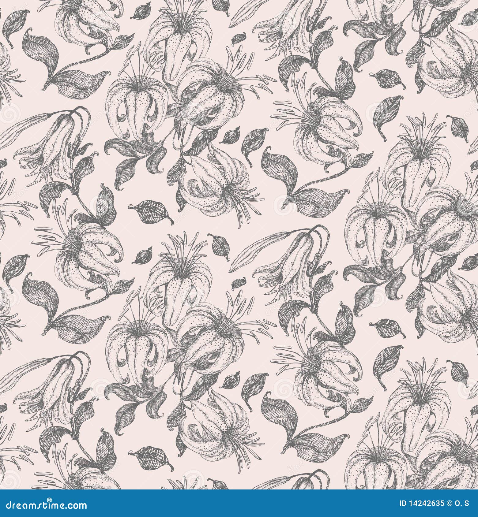 Lily Drawing Seamless Pattern Stock Illustrations – 7,672 Lily Drawing ...