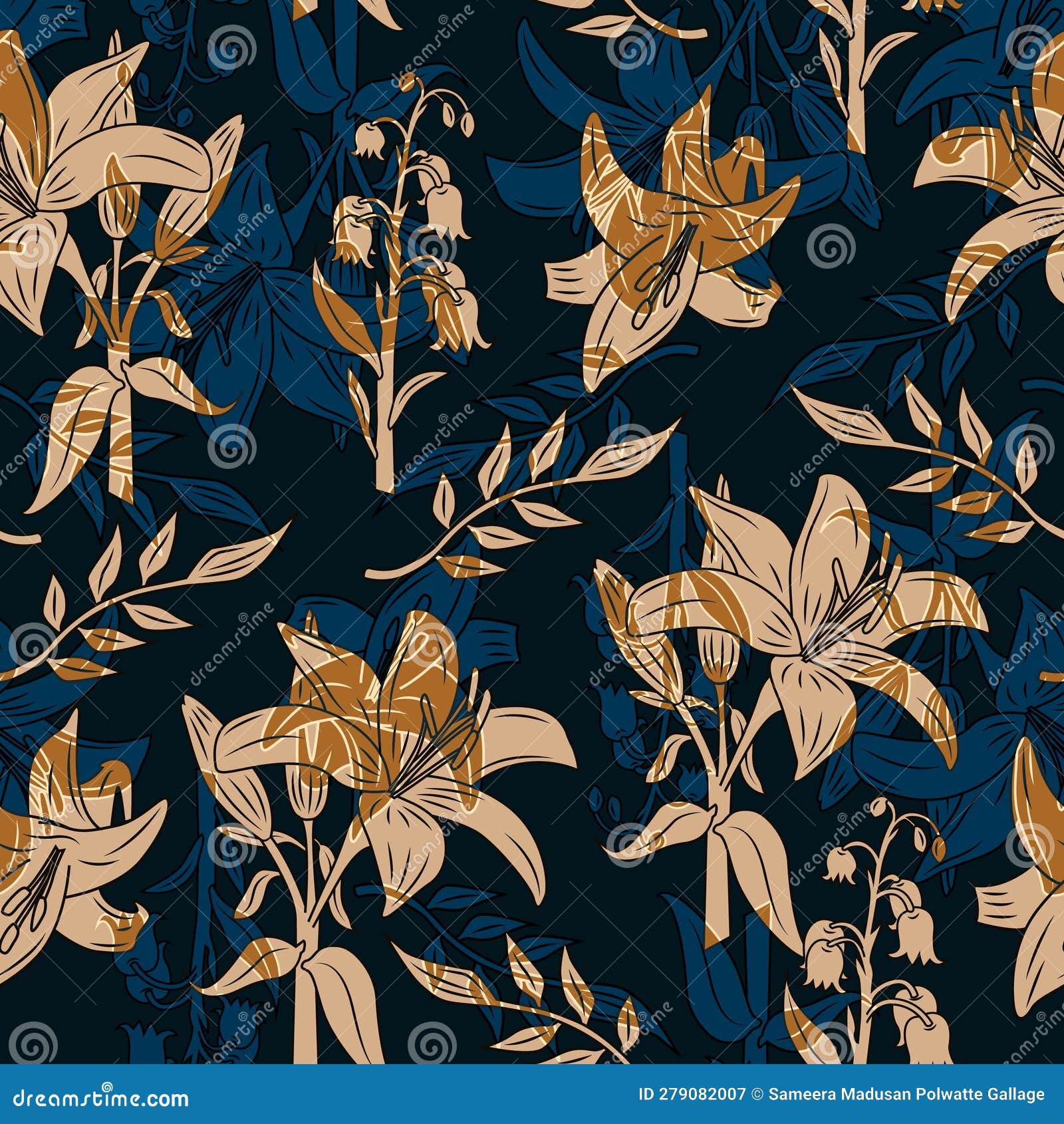 Lily Floral Botanical Flowers. Vector Illustration Set Stock ...