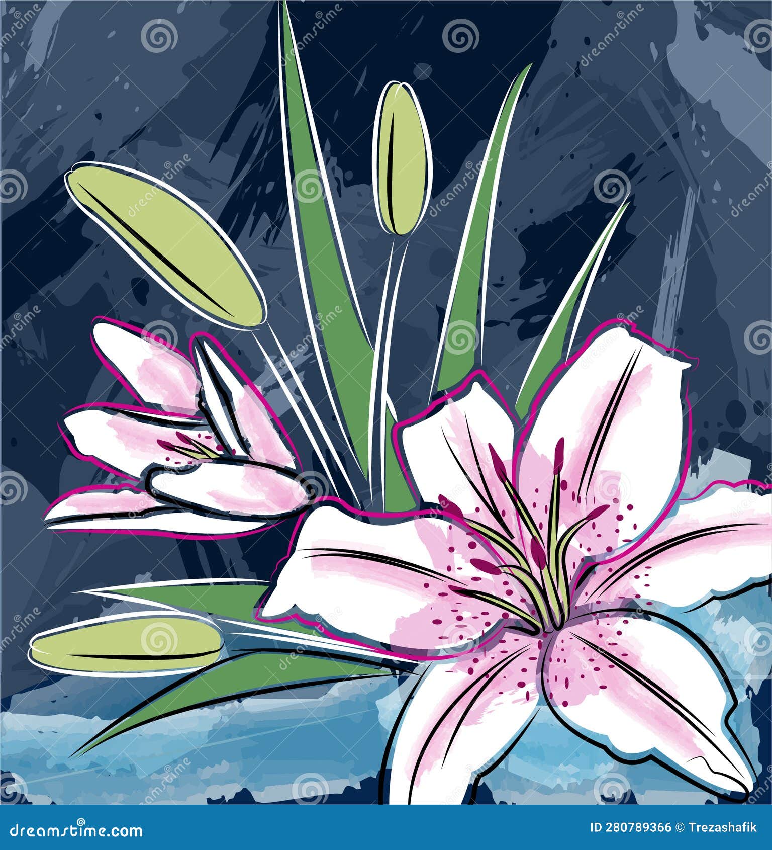 Lily Flower with Abstract Background . Stock Vector - Illustration of ...