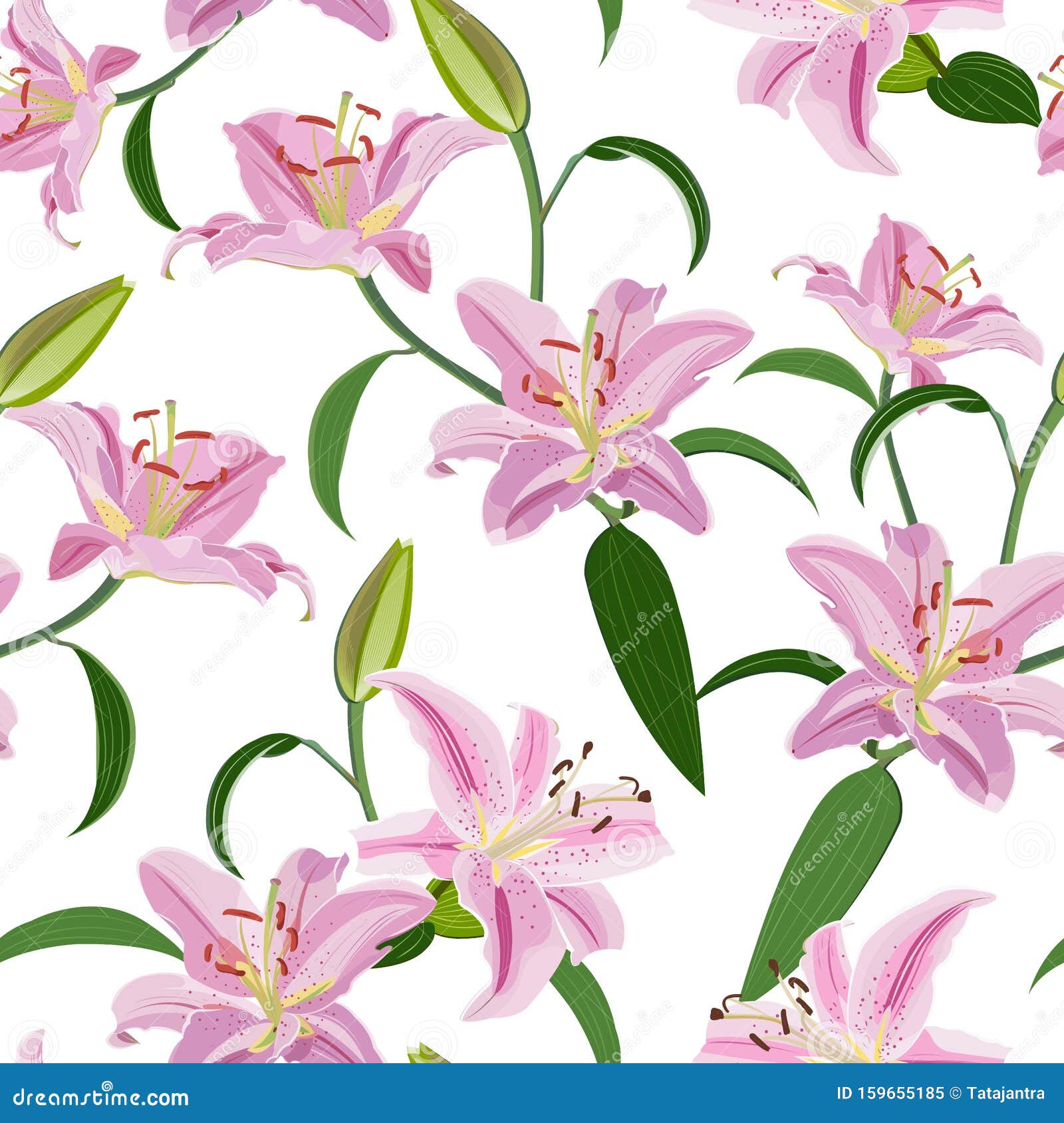 Pink Lily Flower Pattern Stock Illustrations – 11,829 Pink Lily Flower ...