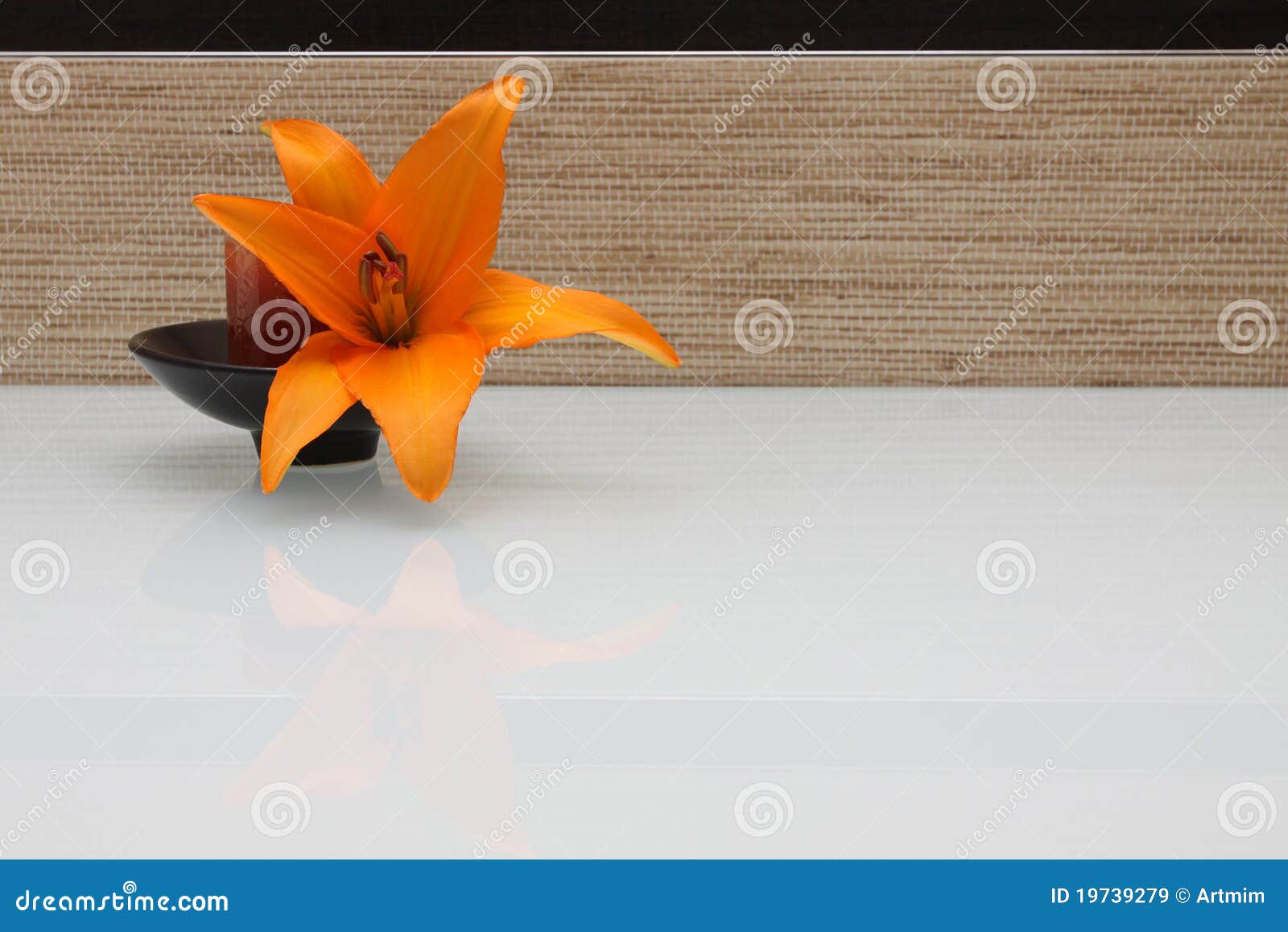 Lily Flower on Textured Ceramic Tile Stock Image - Image of decor ...