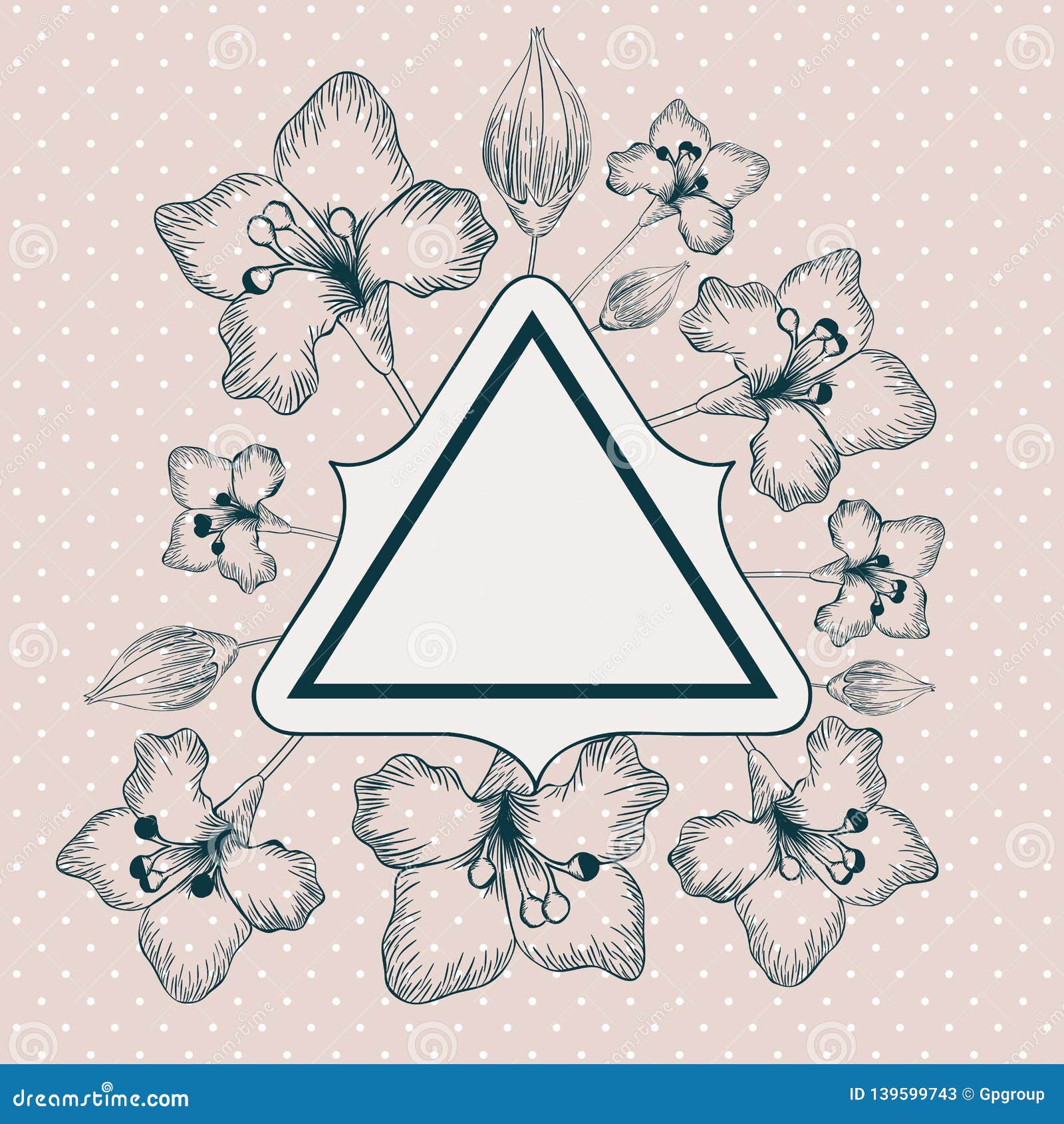 Lily Flowers Decorative Triangle Frame Stock Vector - Illustration of ...