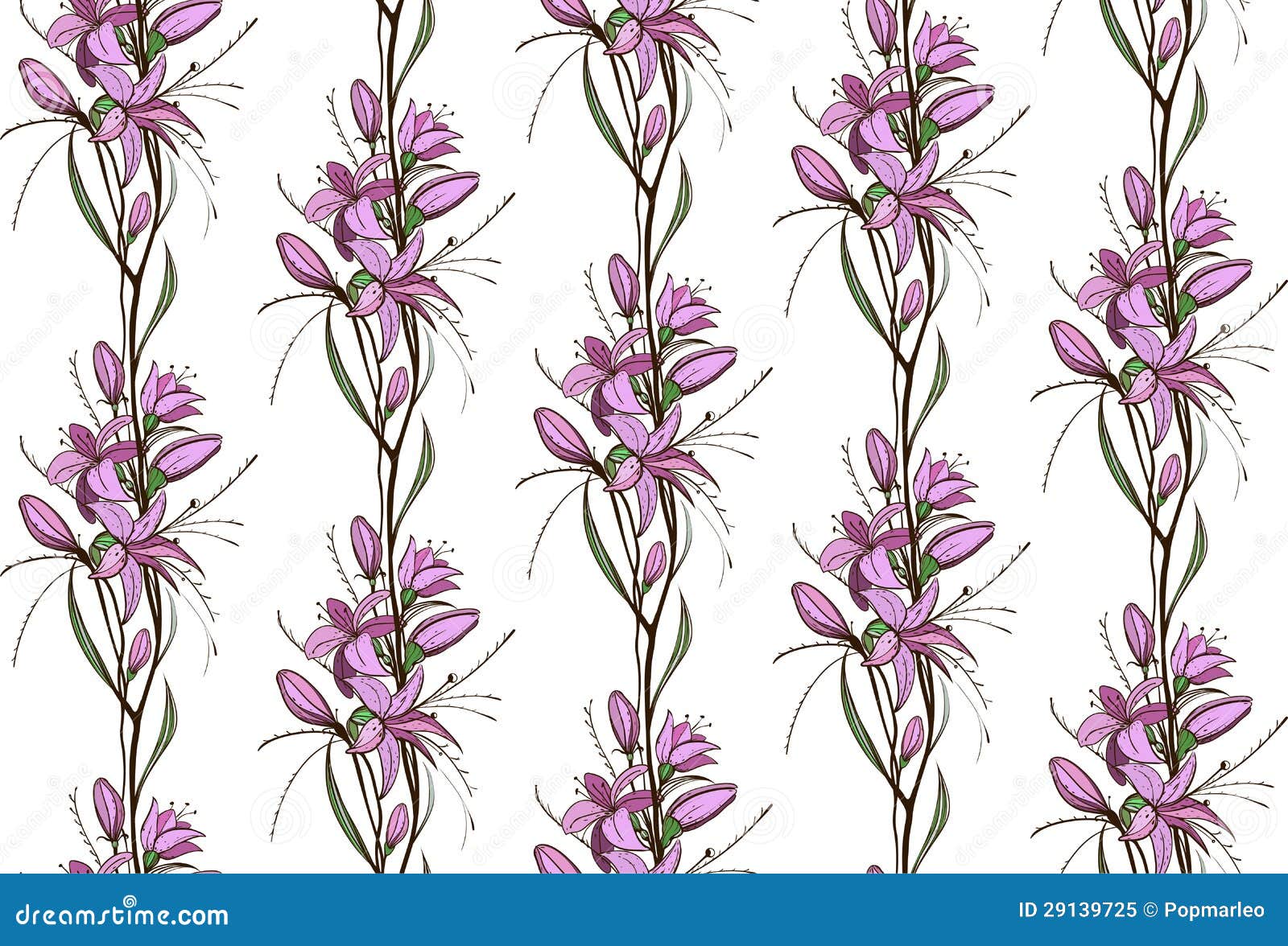 Lily Flowers Seamless Pattern Stock Vector - Illustration of lily ...