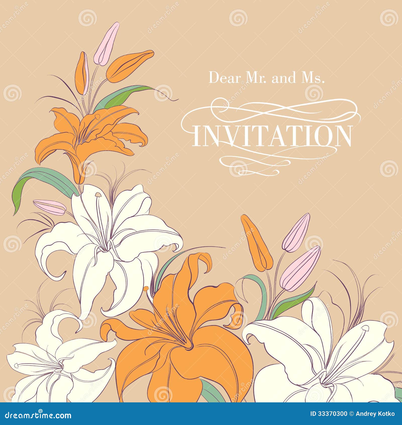 Lily Frame Isolated Over Sepia. Stock Vector - Illustration of lilly ...