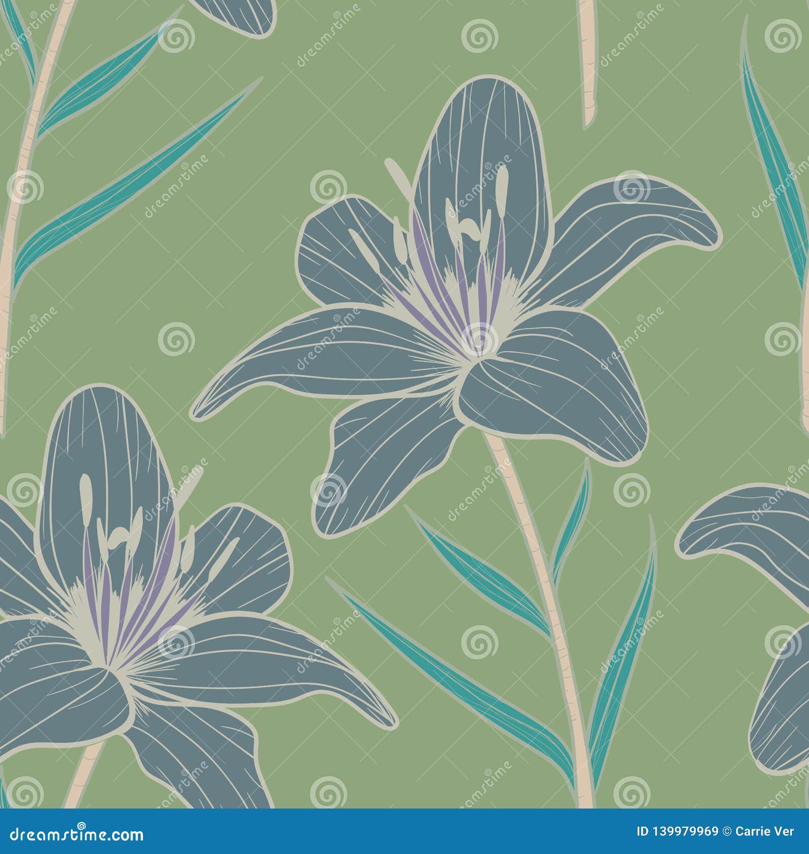 Lily pattern design stock vector. Illustration of draw - 139979969