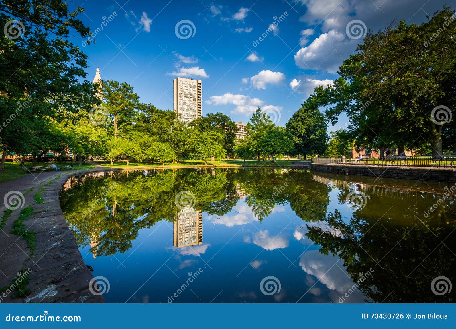 The Lily Pond at Bushnell Park, in Hartford, Connecticut. Stock Photo ...