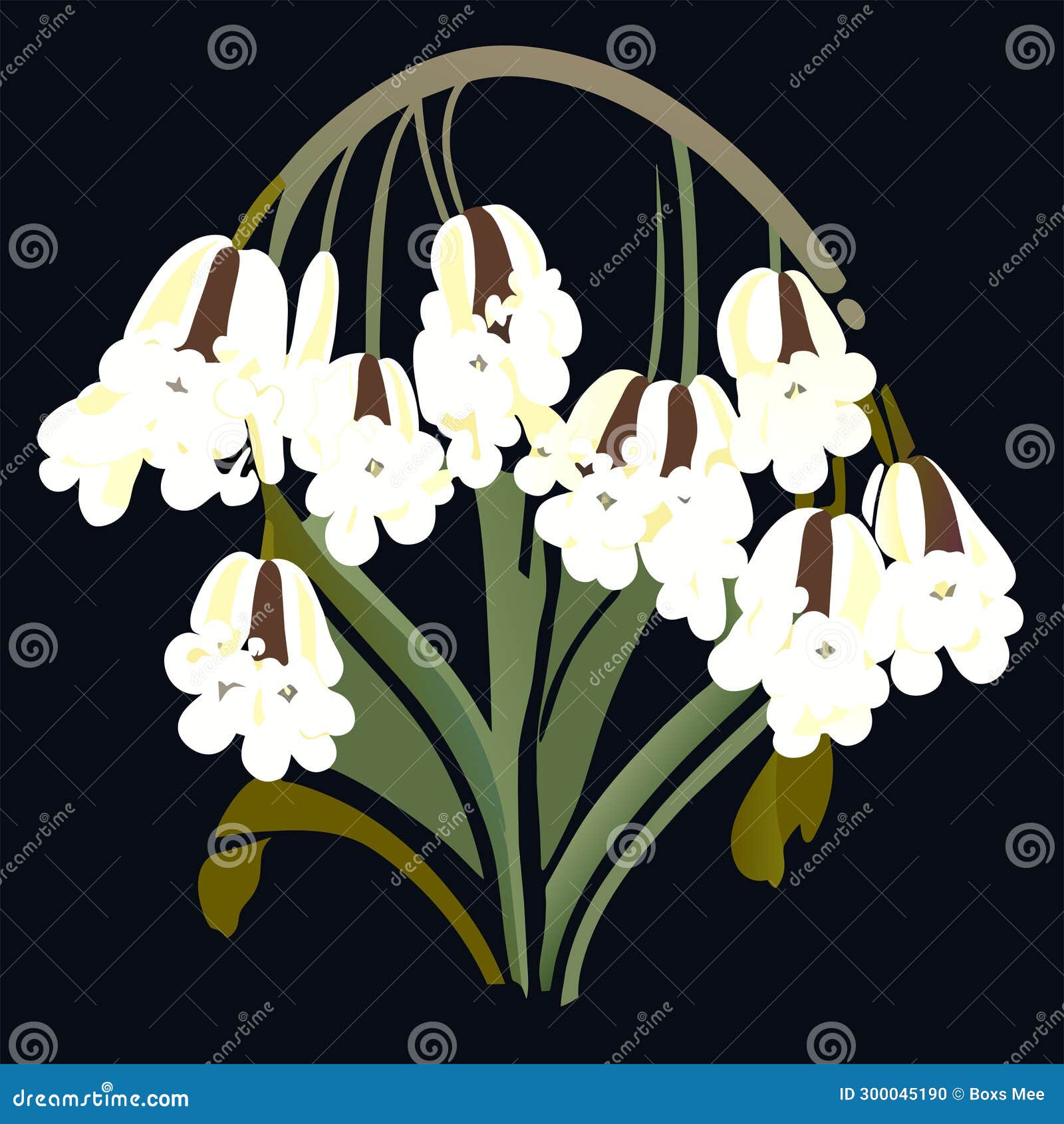 Lily of the Valley. Vector Illustration on a Dark Background Stock ...