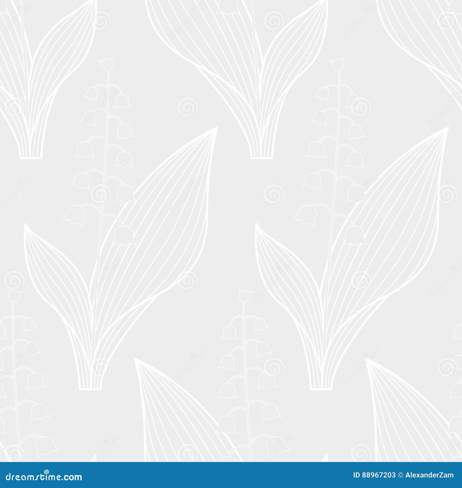 Lily of the Valley White Contour Pattern Stock Vector - Illustration of ...