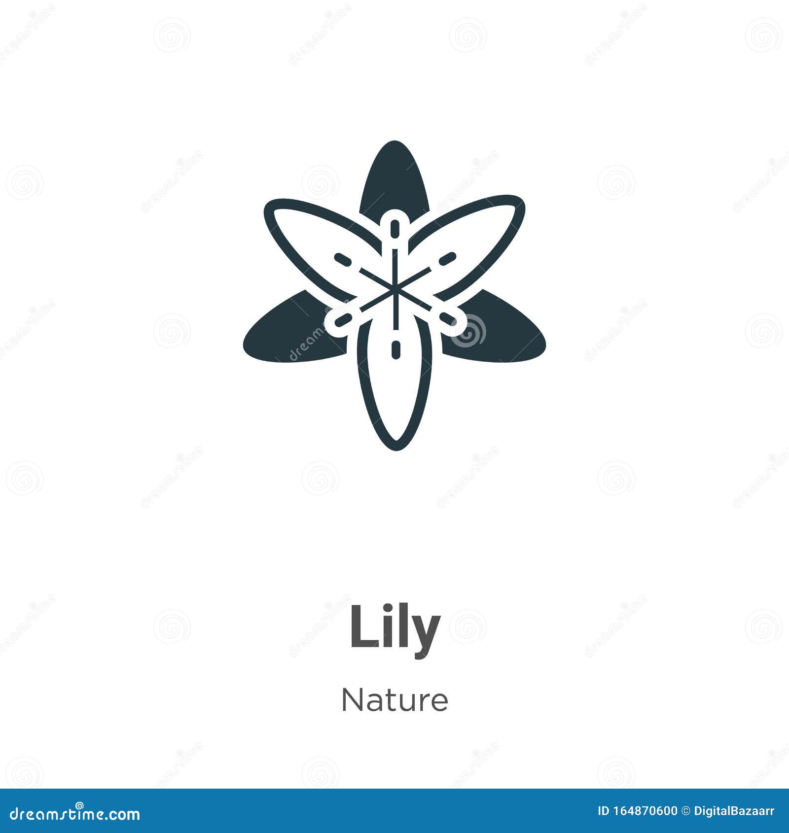 Lily Vector Icon on White Background. Flat Vector Lily Icon Symbol Sign ...