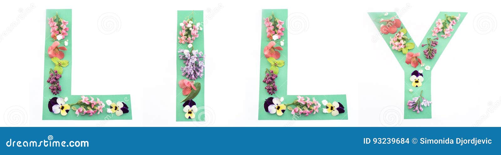 Lily Word Made of Paper and Spring Flowers Stock Photo - Image of ...