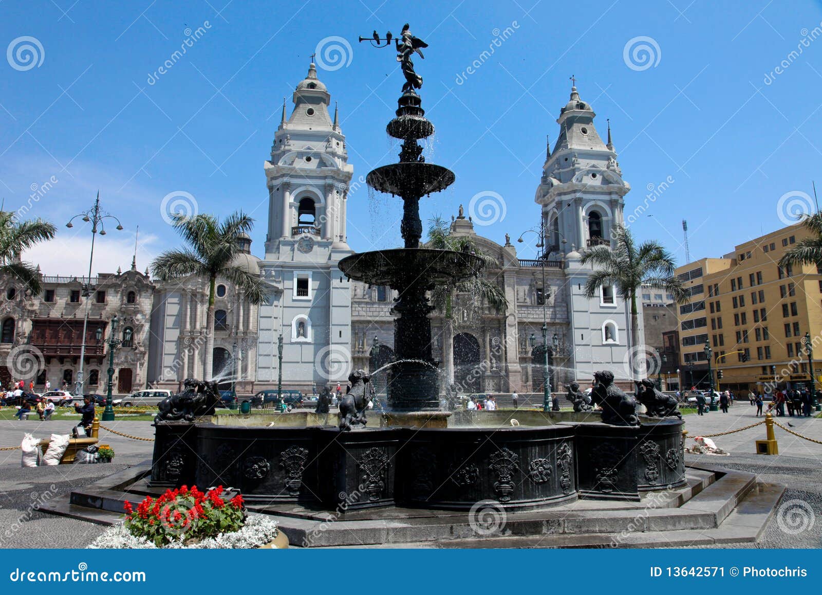 Lima, City stock image. Image of fountain, house, southamerica - 13642571