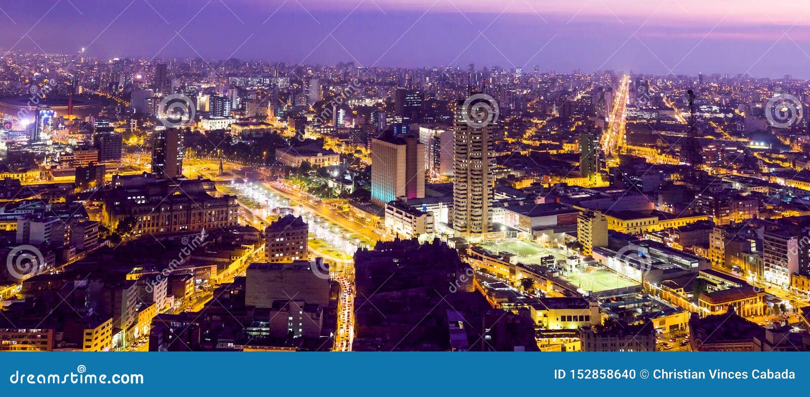Panoramic Aerial View of Lima City at Night Stock Photo - Image of ...