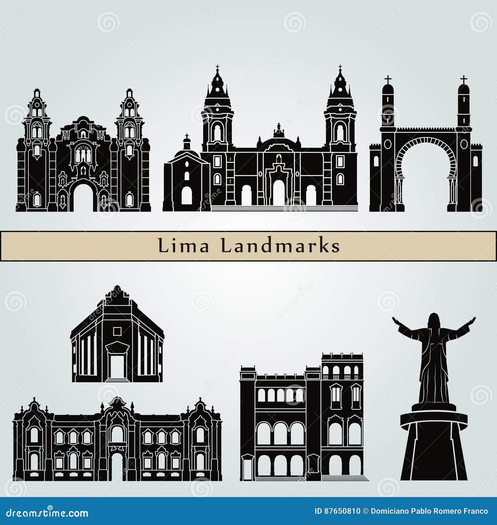Lima Landmarks stock vector. Illustration of background - 87650810