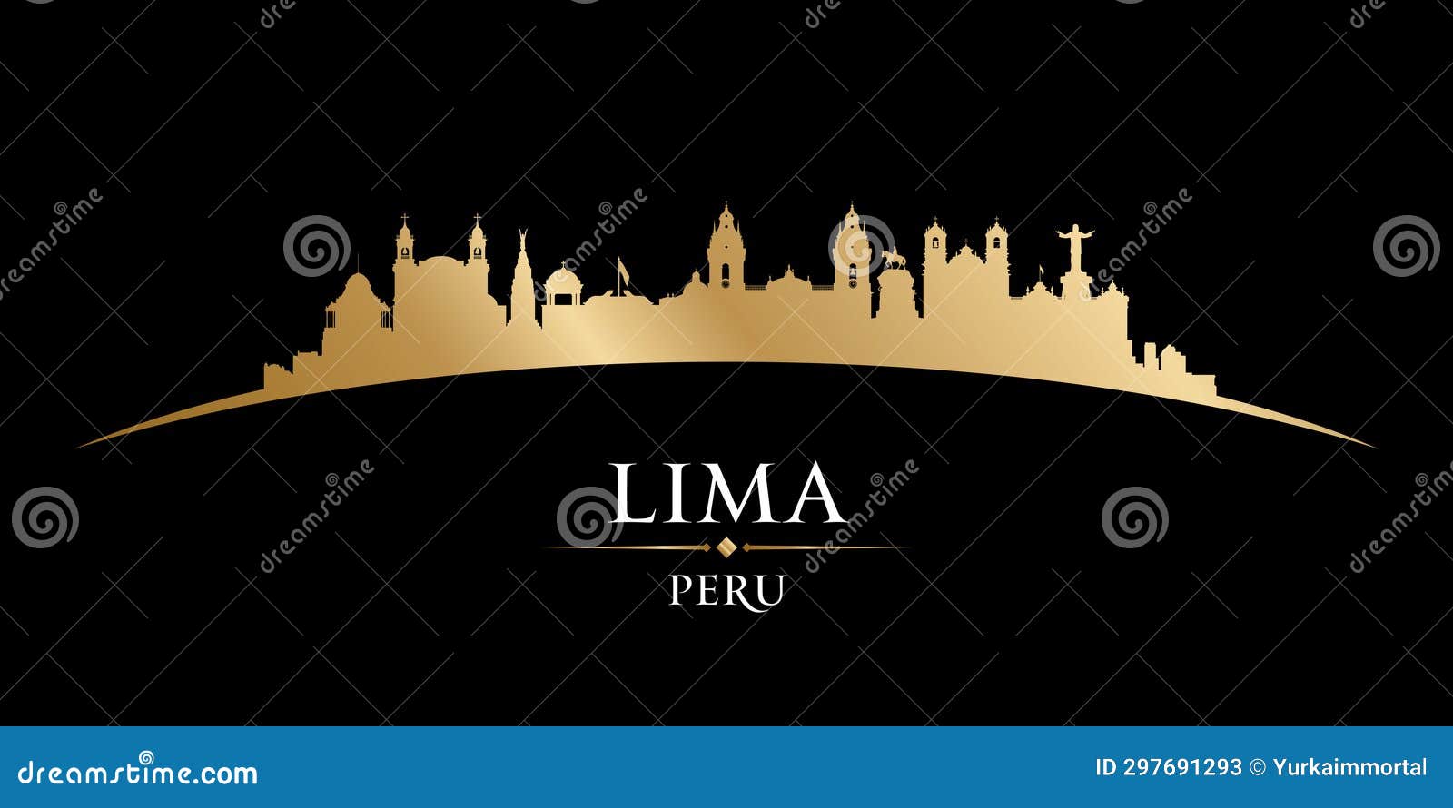 Lima Peru City Silhouette Black Background Stock Vector - Illustration ...