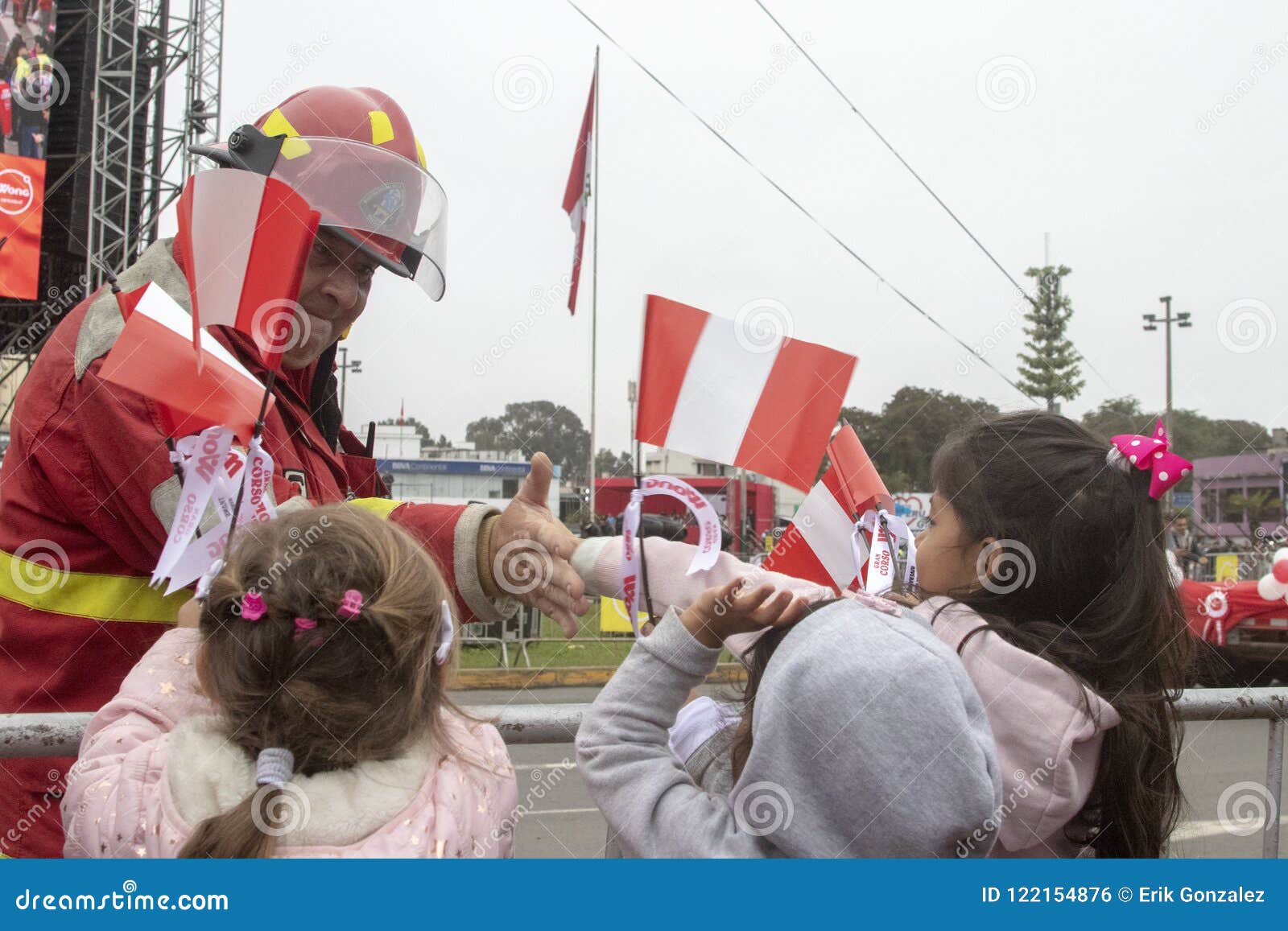 Parade of Firemen for the Reason of Peruvian Independence Day Editorial ...
