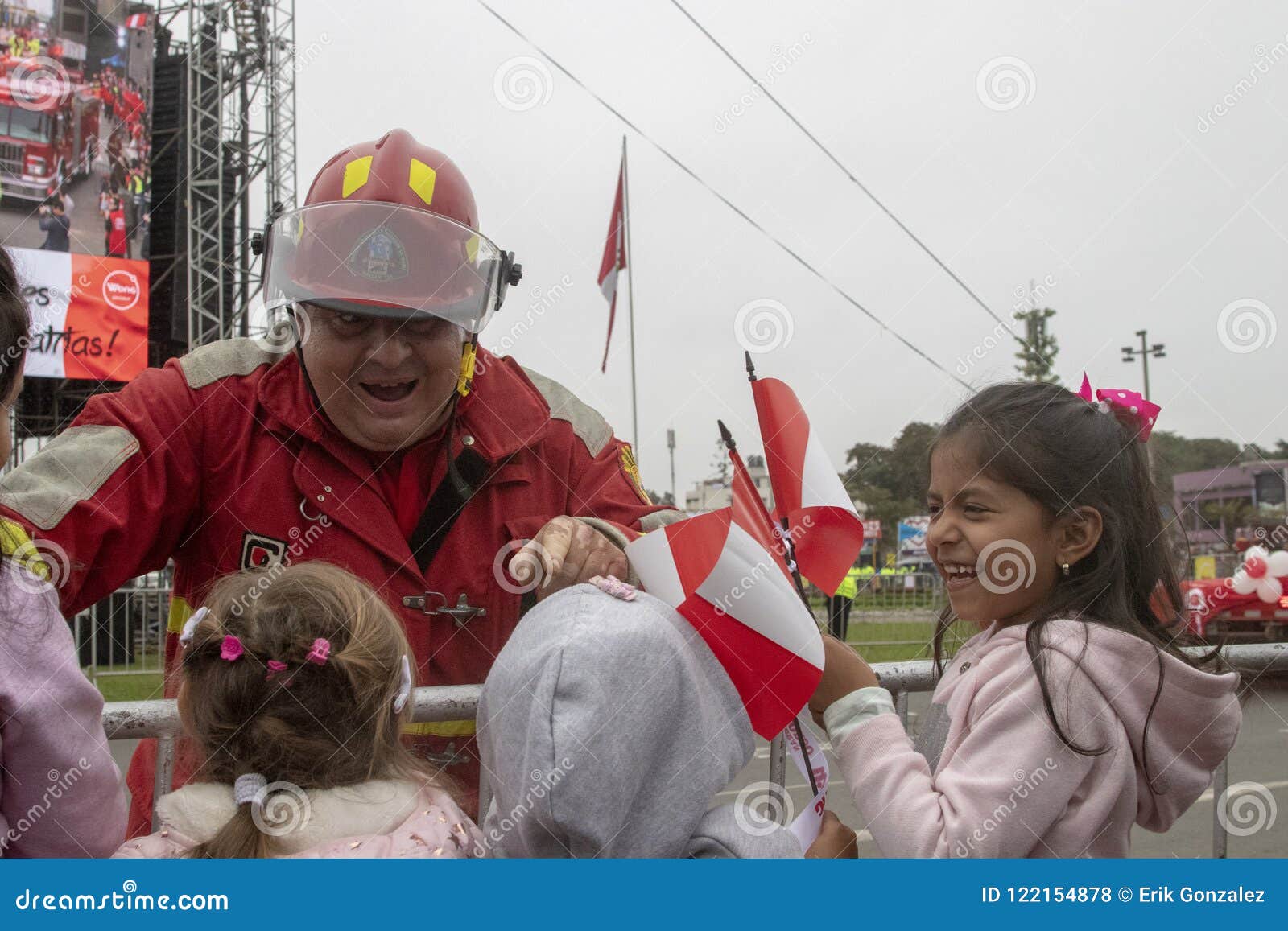 LIMA, PERU - JUL 22TH 2018: Parade of Firemen for the Reason of ...