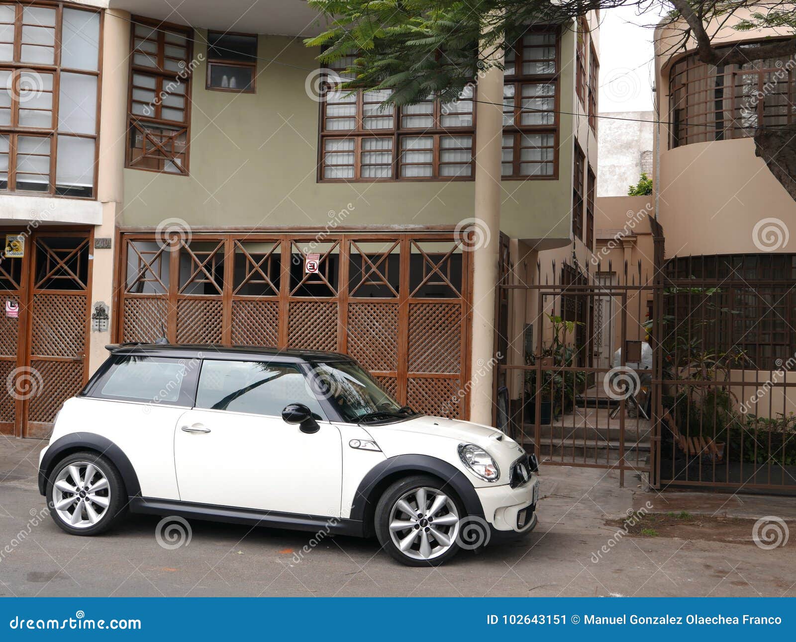 White and Black Mini Cooper S Parked in Barranco, Lima Editorial Photo ...