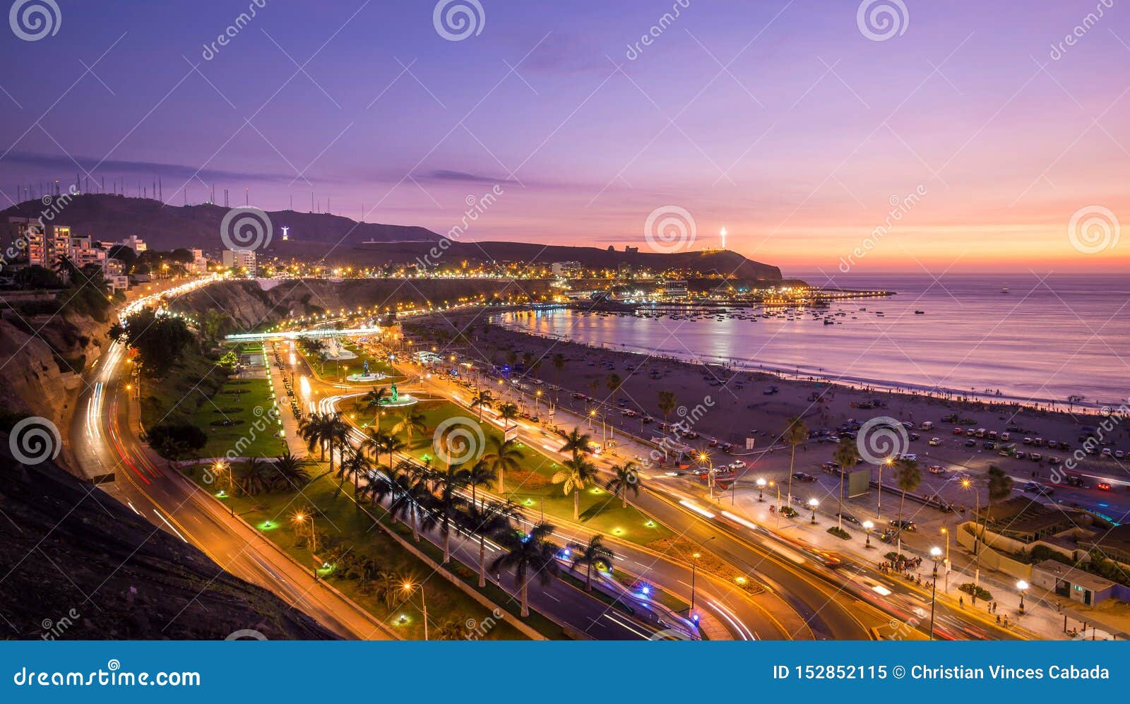 LIMA PERU at SUNSET stock image. Image of chorrillos - 152852115