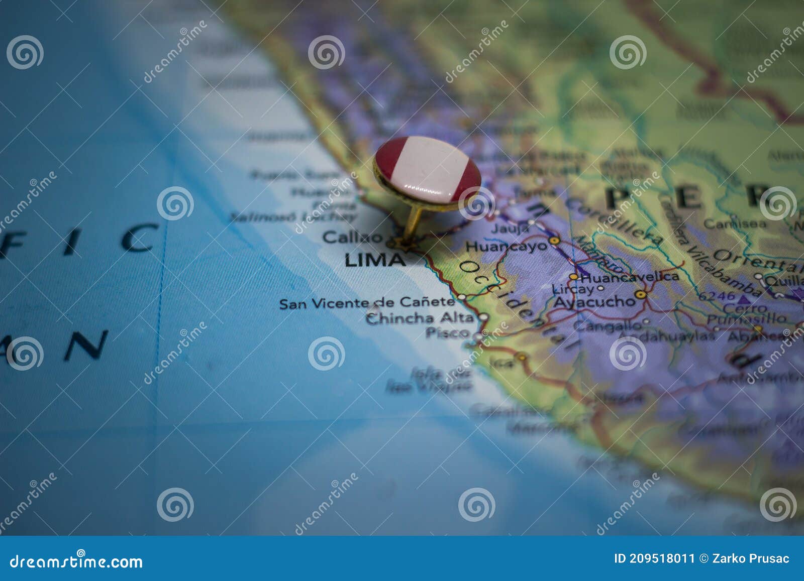 Peru Pinned At The Map Of South America Royalty-Free Stock Photo ...