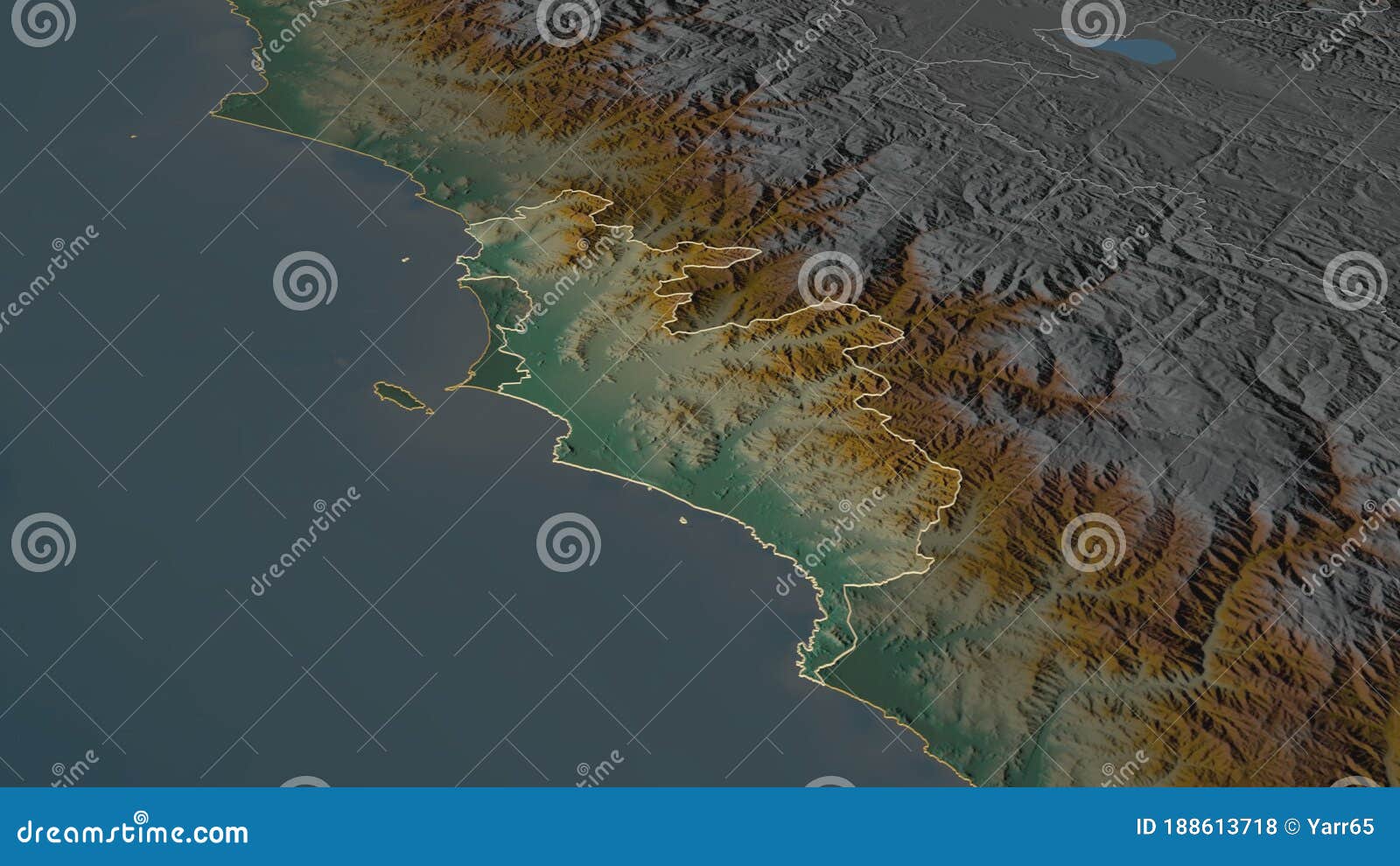 Lima Province, Peru - Outlined. Relief Stock Illustration ...