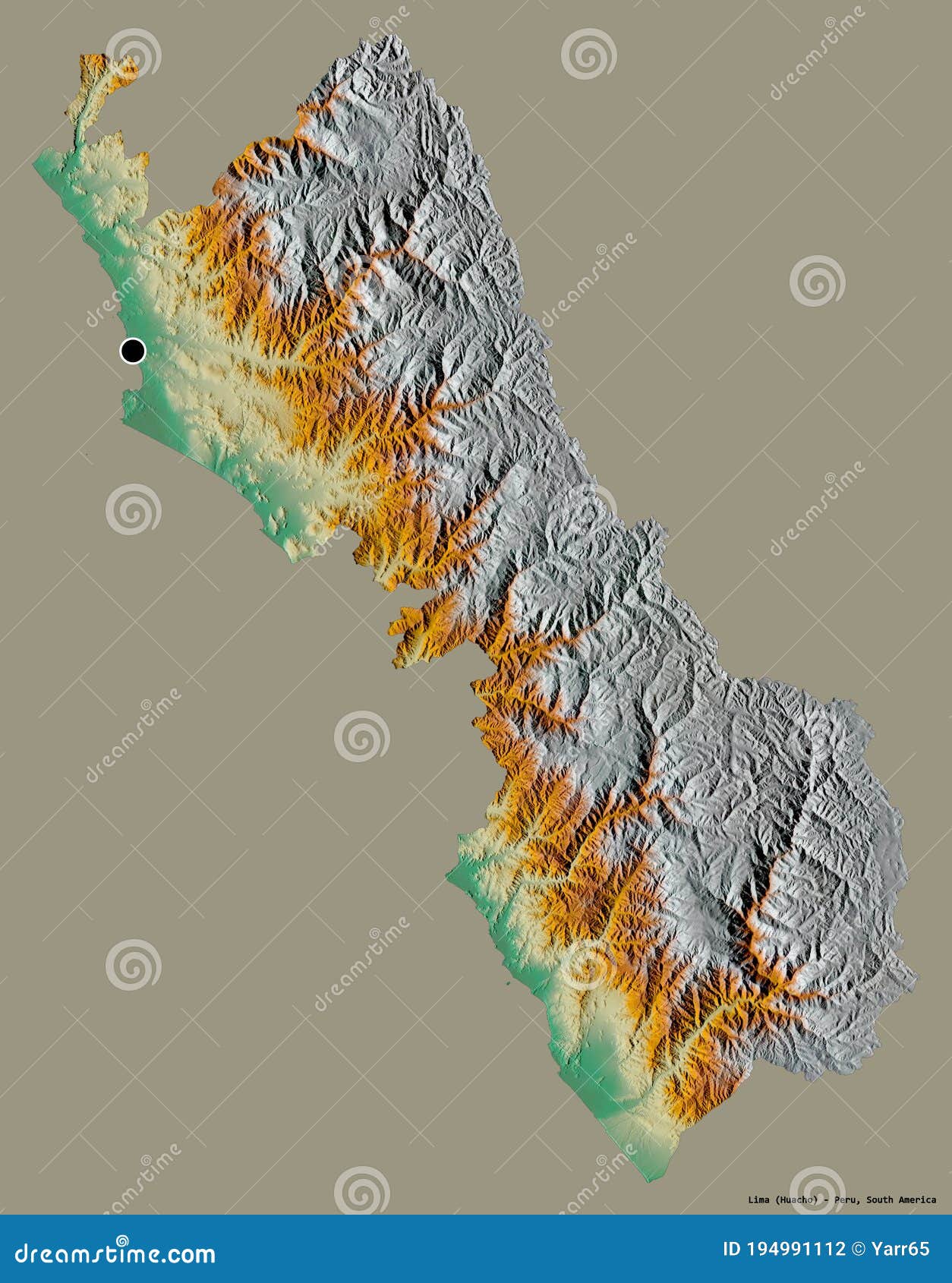 Lima, Region of Peru, on Solid. Relief Stock Illustration ...