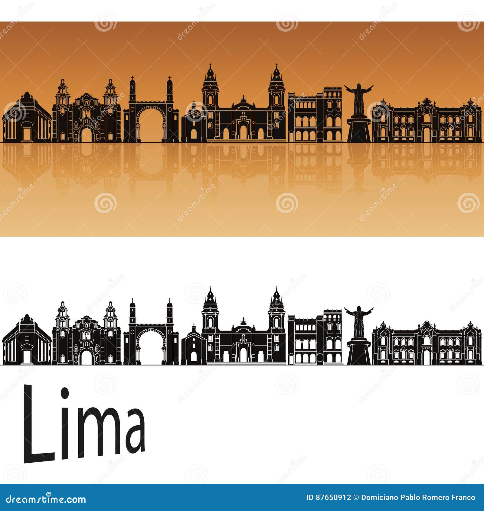 Lima skyline stock vector. Illustration of orange, destination - 87650912