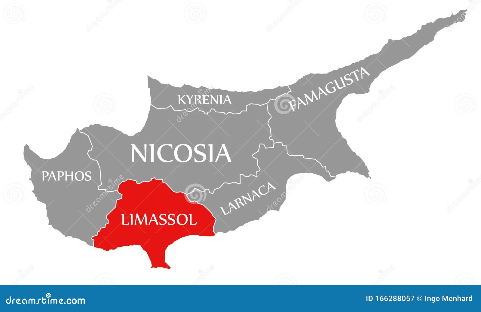 Limassol Red Highlighted in Map of Cyprus Stock Illustration ...