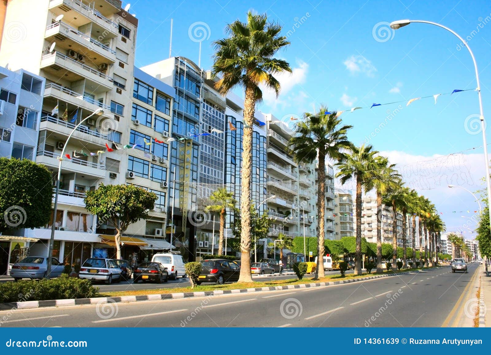 Limassol street stock image. Image of colorful, district - 14361639
