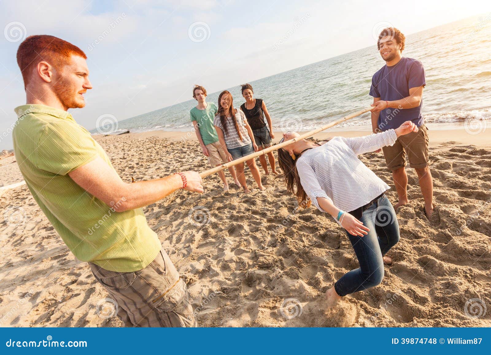 Limbo at Beach stock photo. Image of friends, horizontal - 39874748