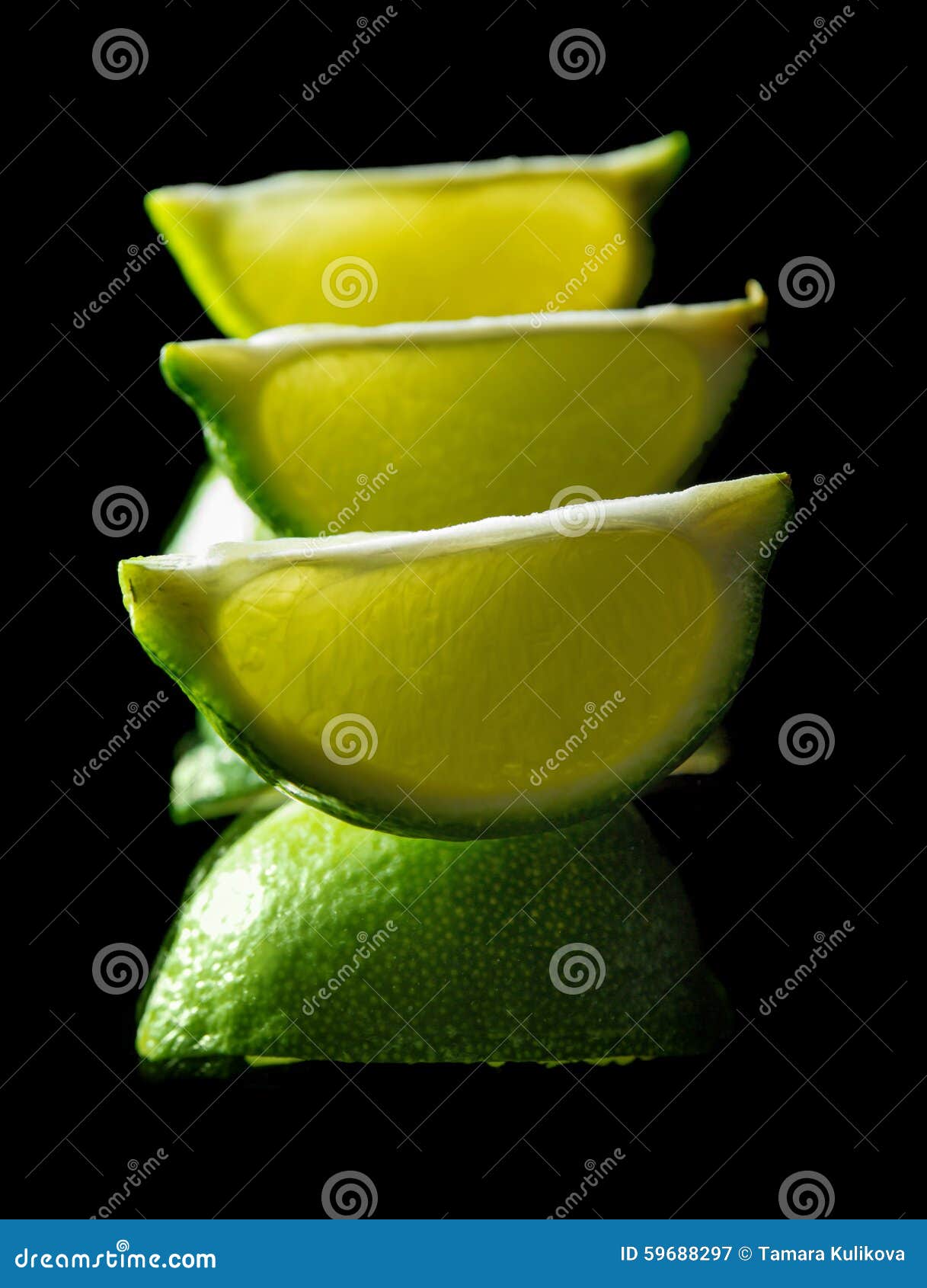 Lime on black mirror stock image. Image of isolated, flavour - 59688297