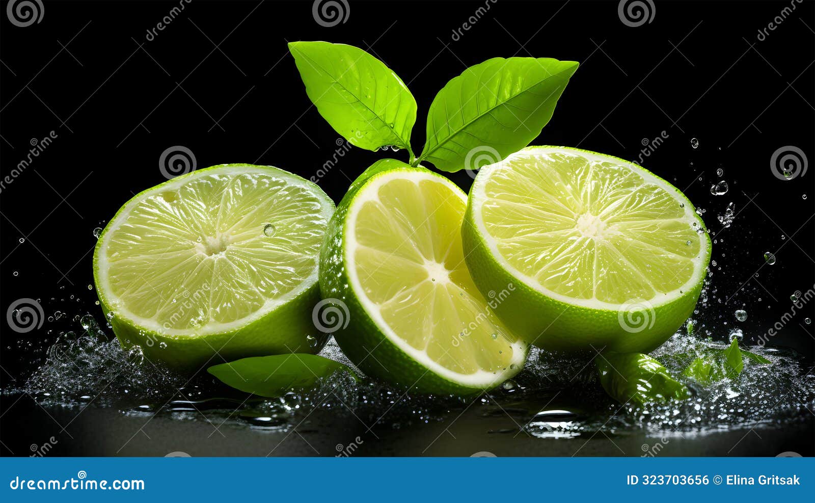 Lime Drops Water, Split Lime, Limes Water Splash, Stock Photo - Image ...