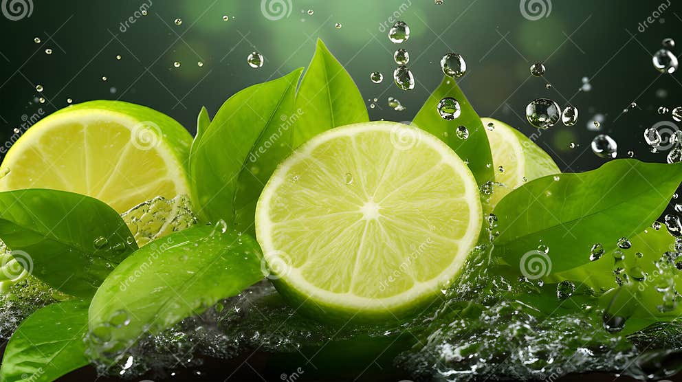 Lime Drops Water, Split Lime, Limes Water Splash, Stock Image - Image ...