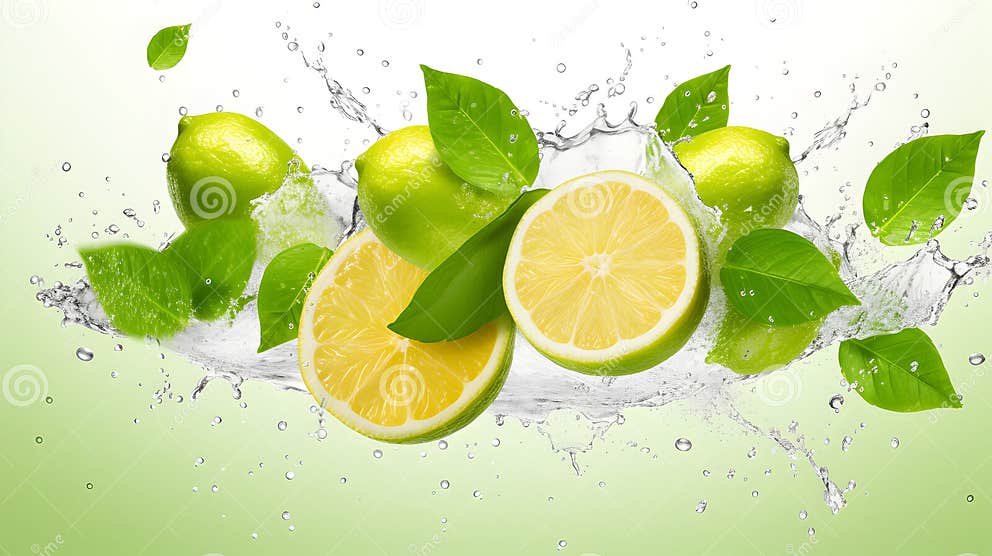 Lime Drops Water, Split Lime, Limes Water Splash, Stock Image - Image ...