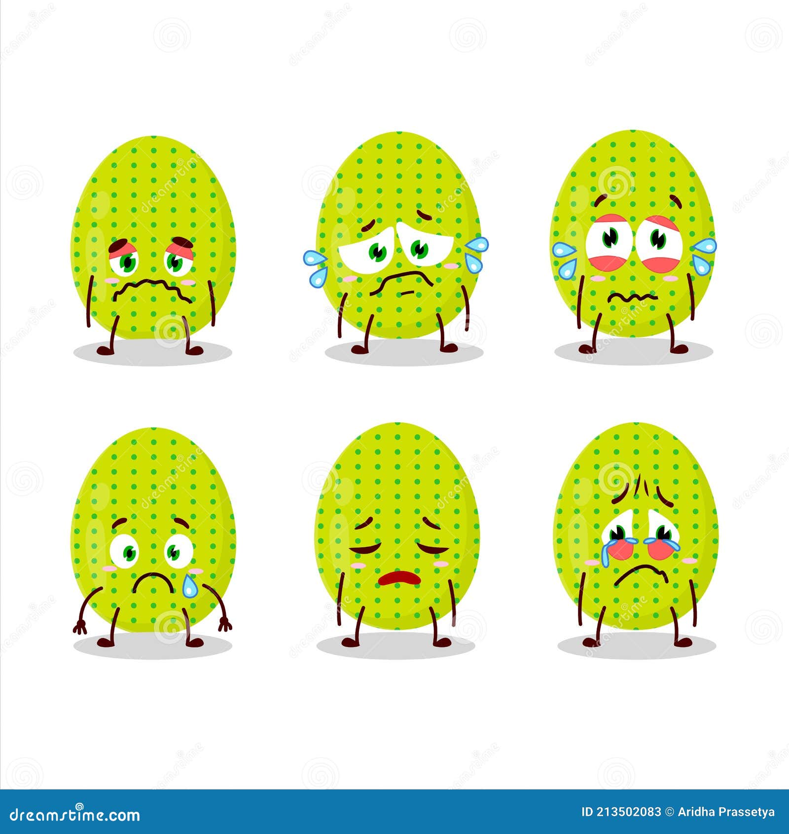 Lime Easter Egg Cartoon Character with Sad Expression Stock Vector ...