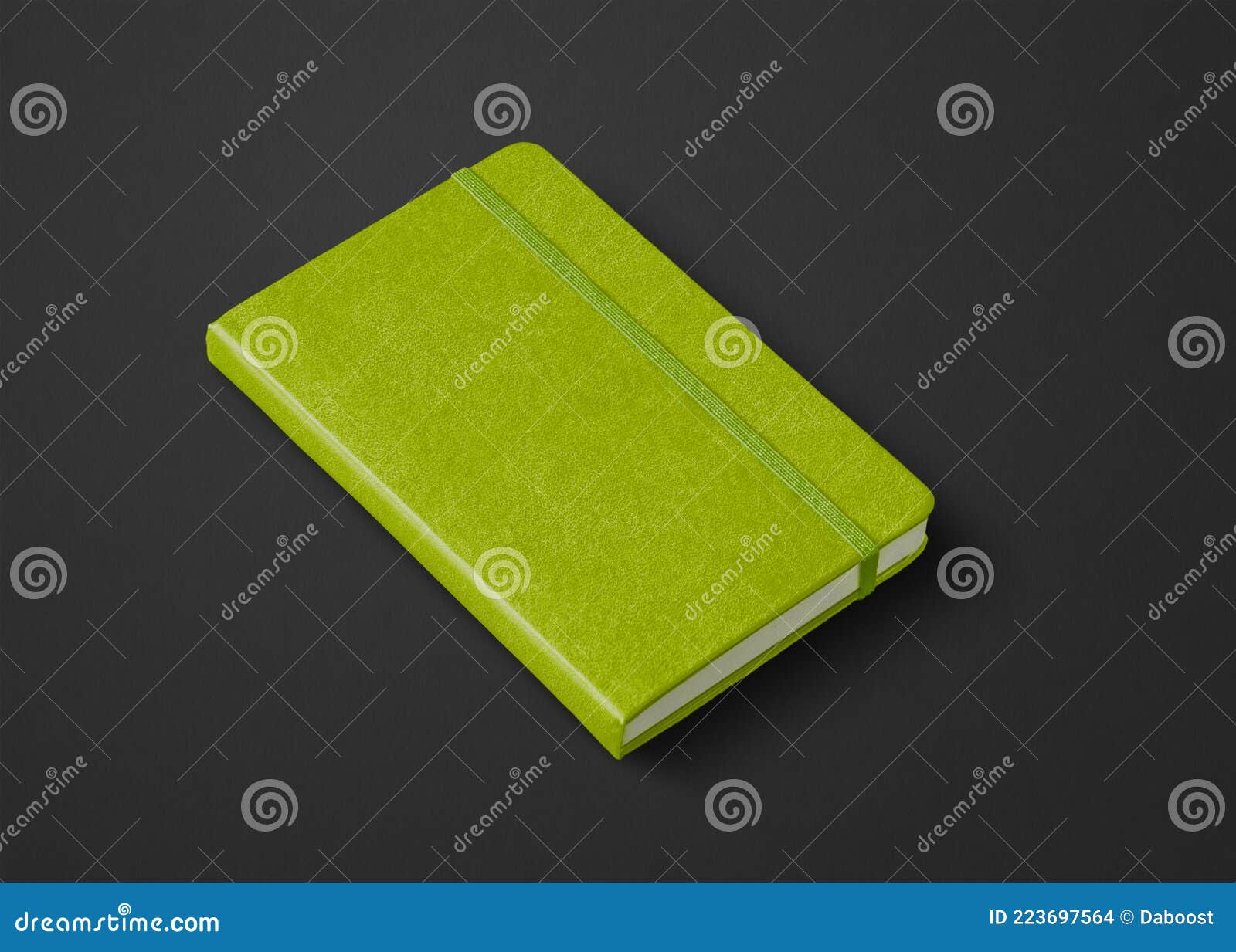 Lime Green Closed Notebook Isolated on Black Stock Photo - Image of ...