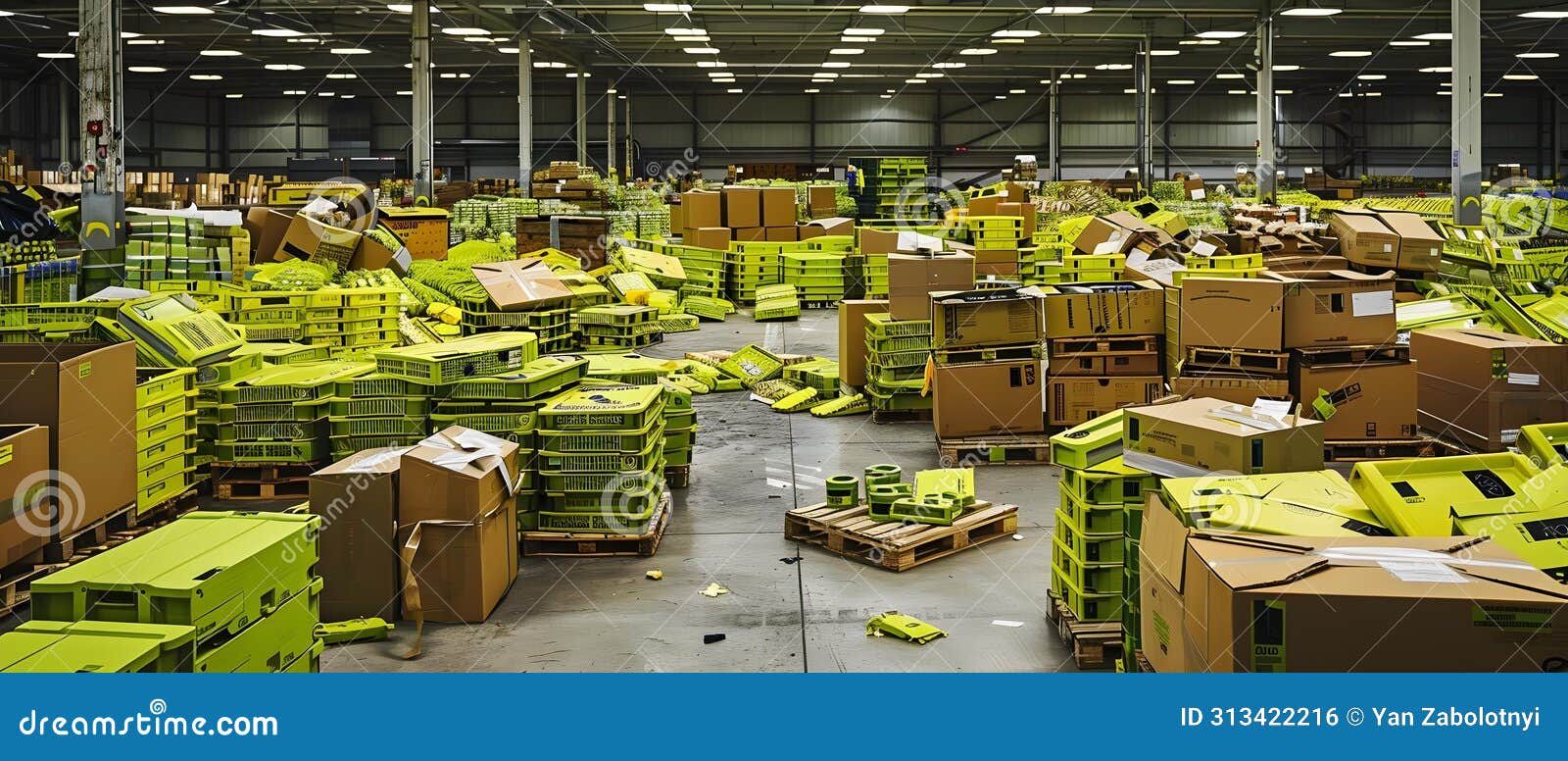 A Cluttered Warehouse Filled With Lime Green Recalled Goods In ...