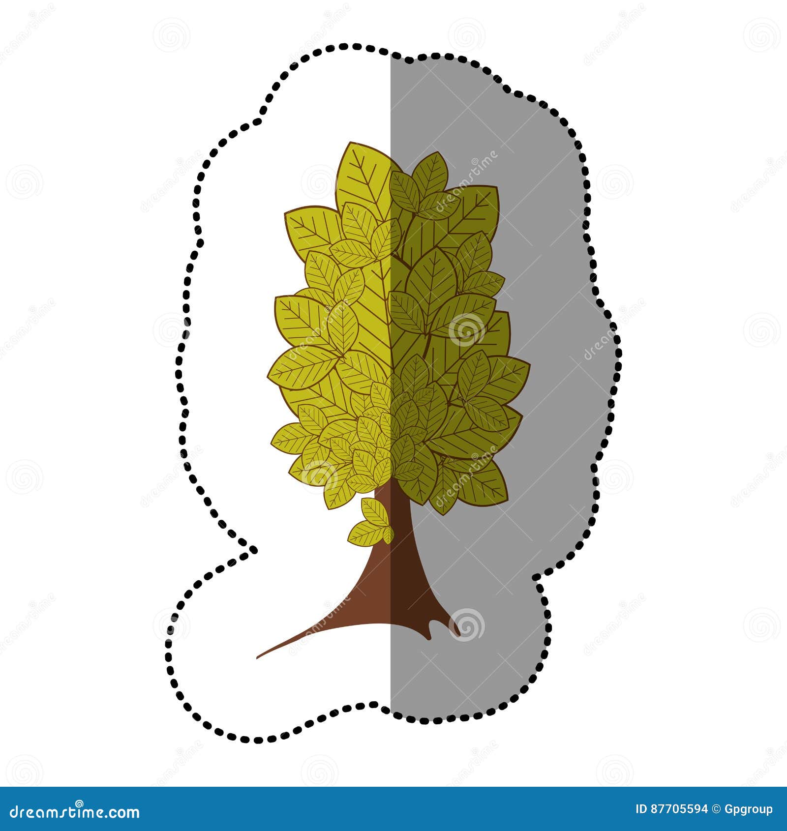 Lime Green Sticker Beautiful Tree Icon Stock Illustration ...