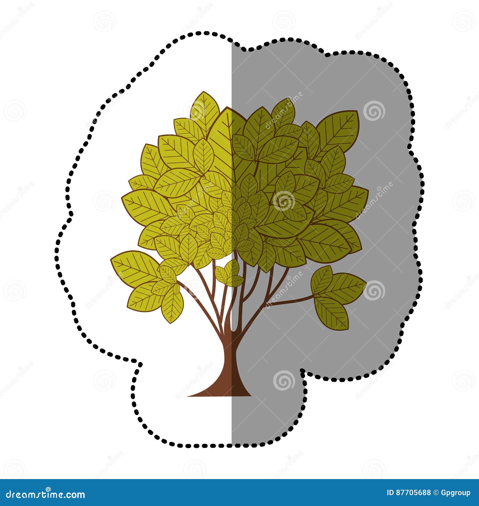 Lime Green Sticker Tree Art Icon Stock Illustration - Illustration of ...