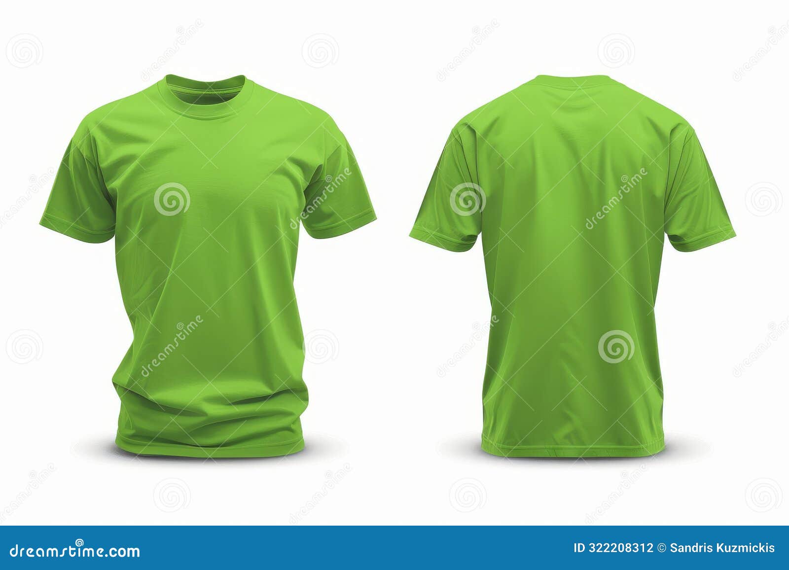 Lime Green T-shirt Template Showing the Front and Back Views ...