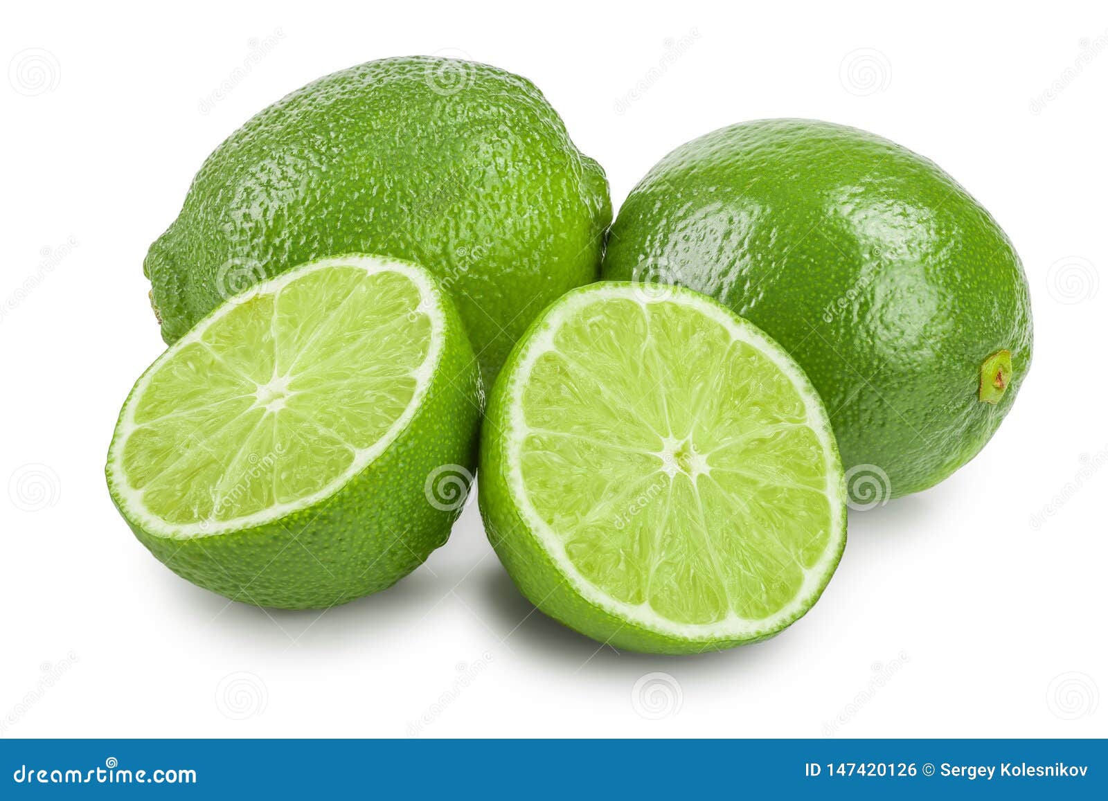 Lime with Half Isolated on White Background Stock Photo - Image of ...
