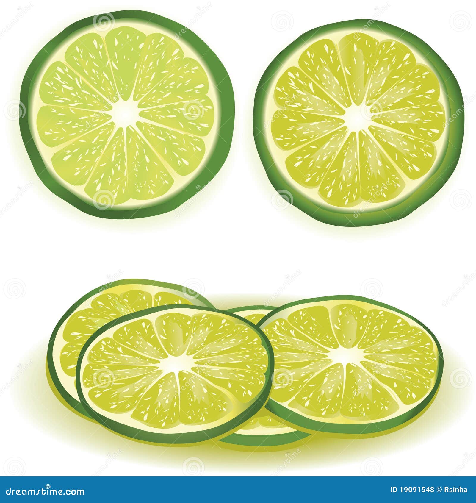 Lime Illustration with Slices Stock Illustration - Illustration of ...