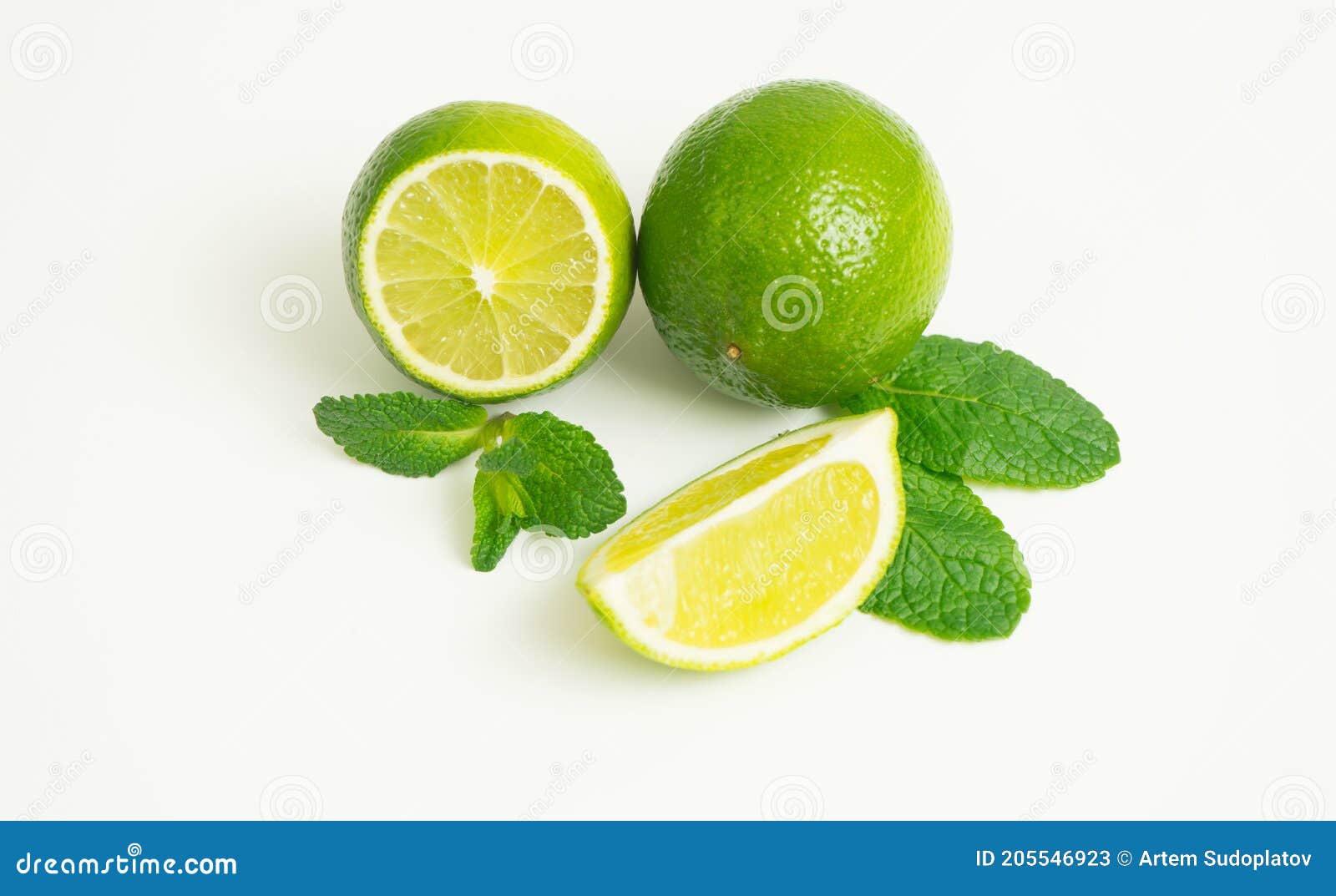 Lime Isolated. Lime Slice with Mint Leaves Isolate on White Stock Image ...
