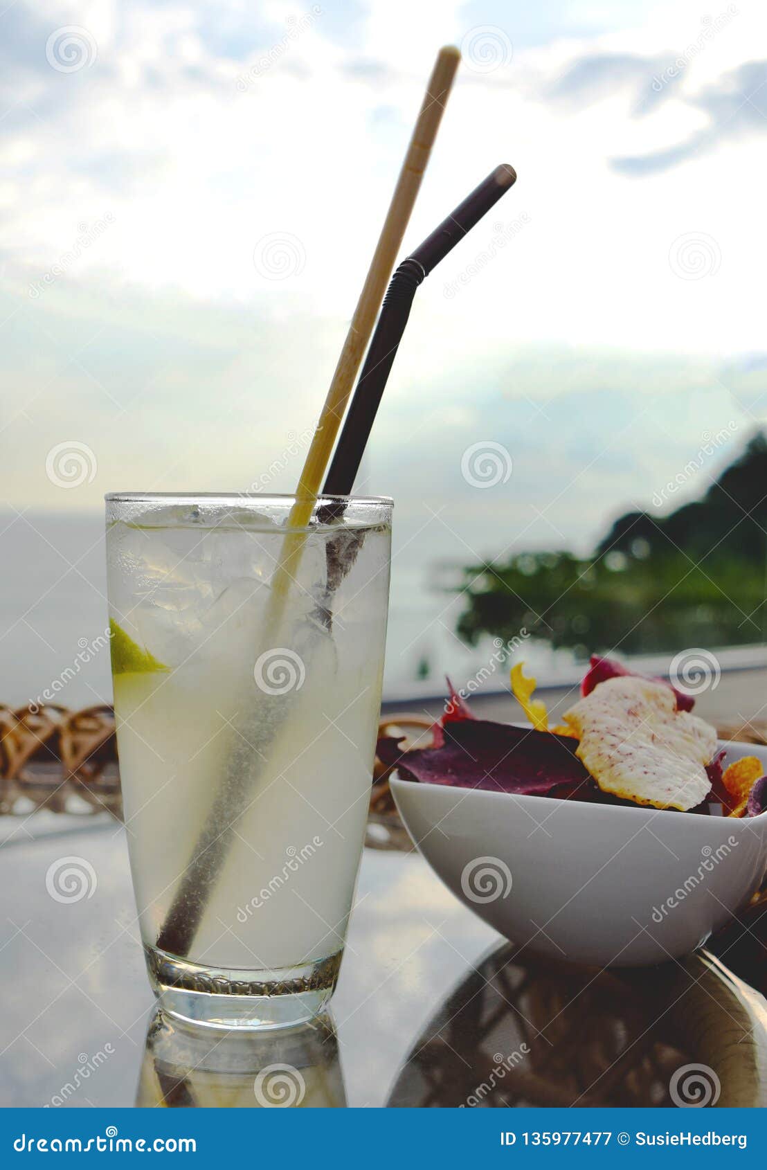 Lime Juice Drink and Root Vegetable Chips Stock Image - Image of snack ...