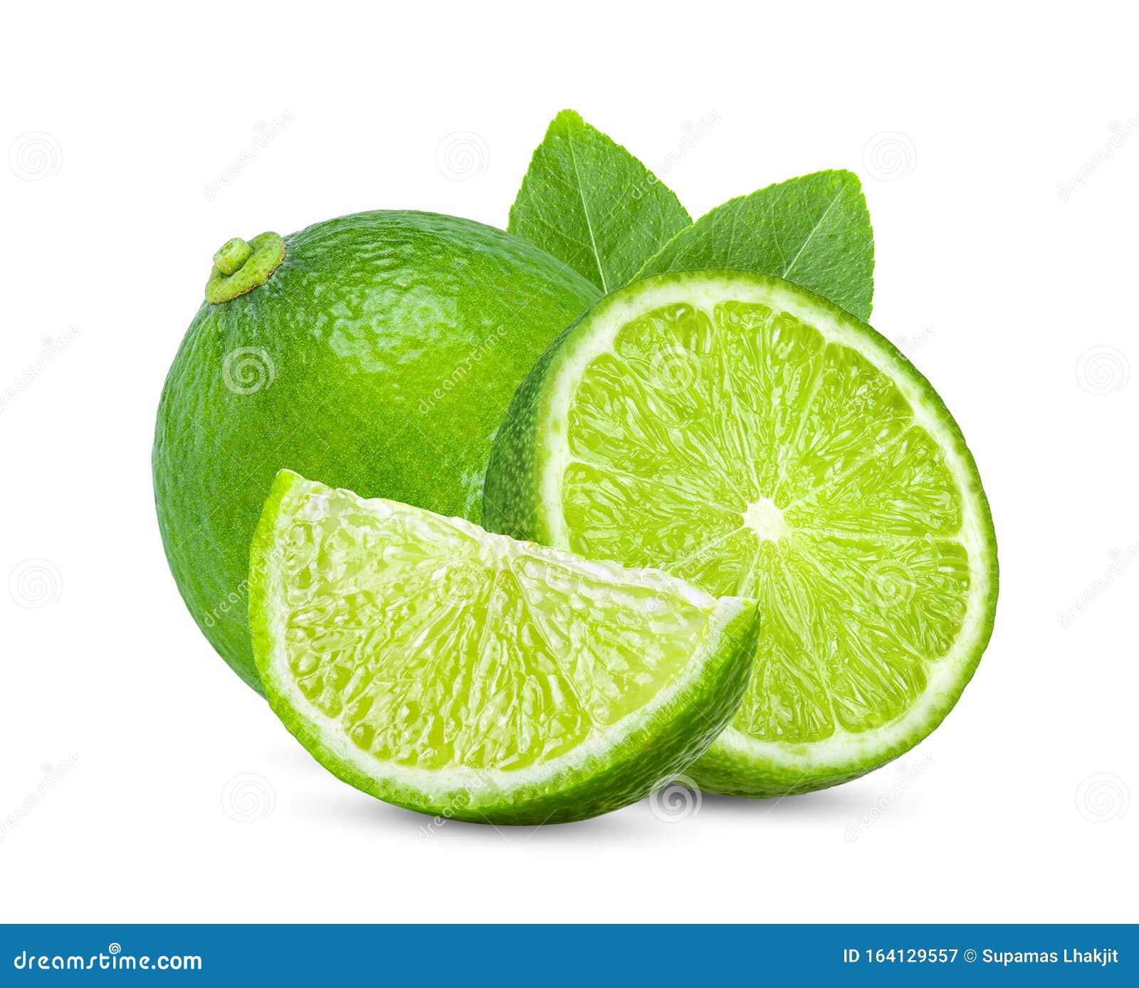 Lime with Leaf Isolated on White Stock Image - Image of closeup ...