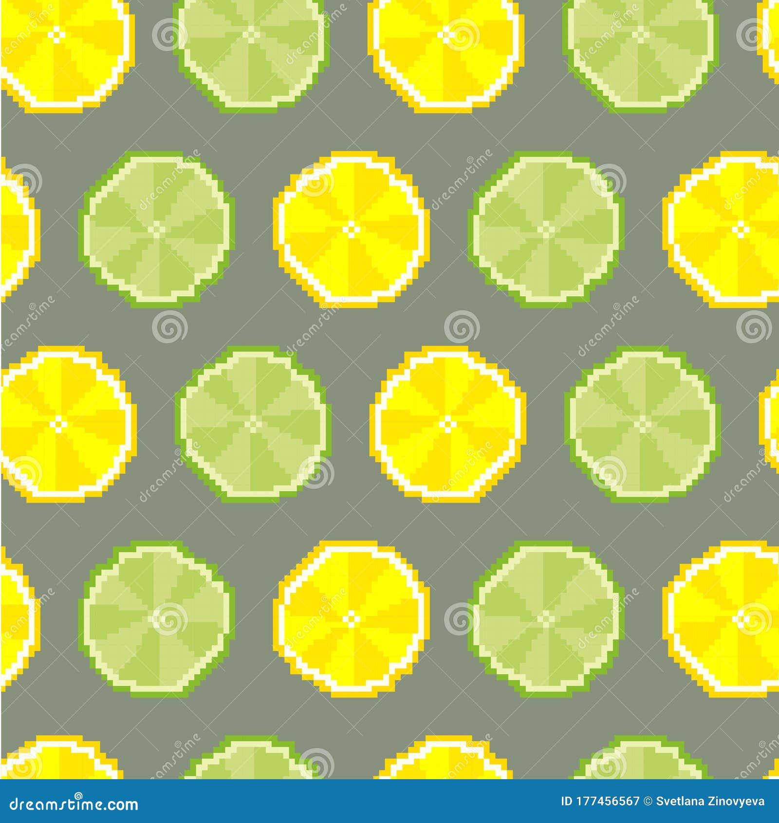 Lime and Lemon Seamless Pattern. Pixel Stock Vector - Illustration of ...