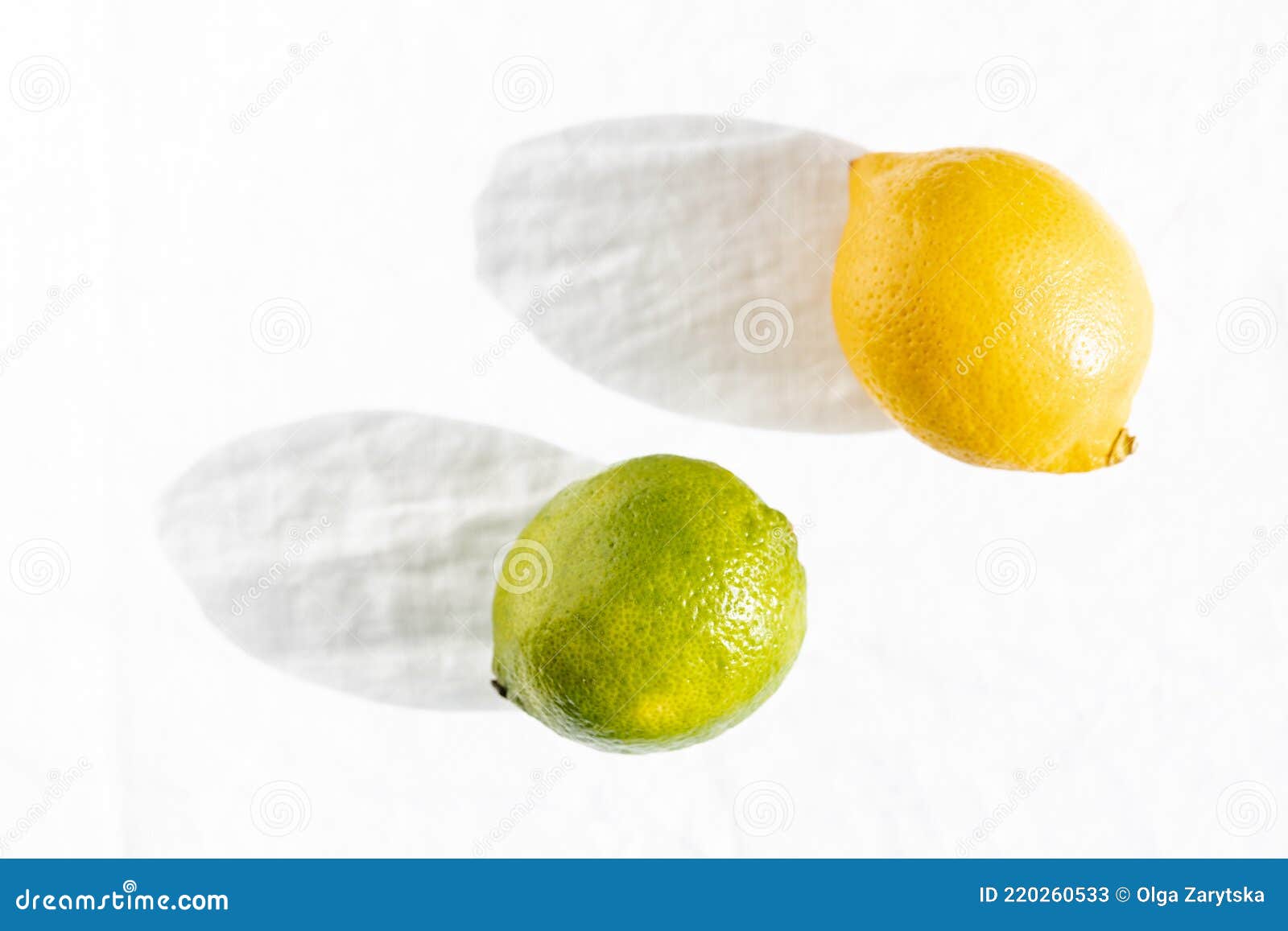 Lime and Lemon in Sunlights on White. Stock Image - Image of sunlight ...