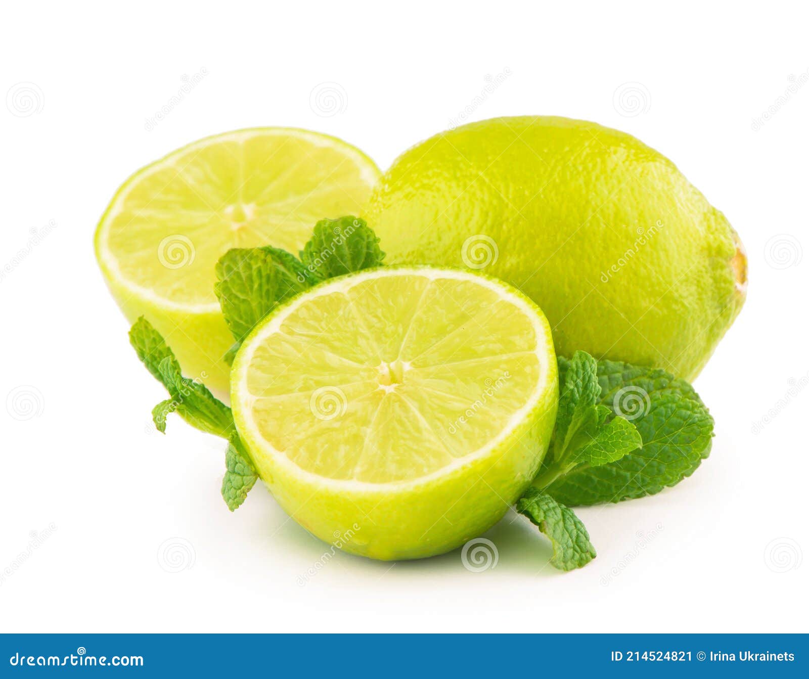 Lime and Mint Isolated on White Background Stock Image - Image of white ...