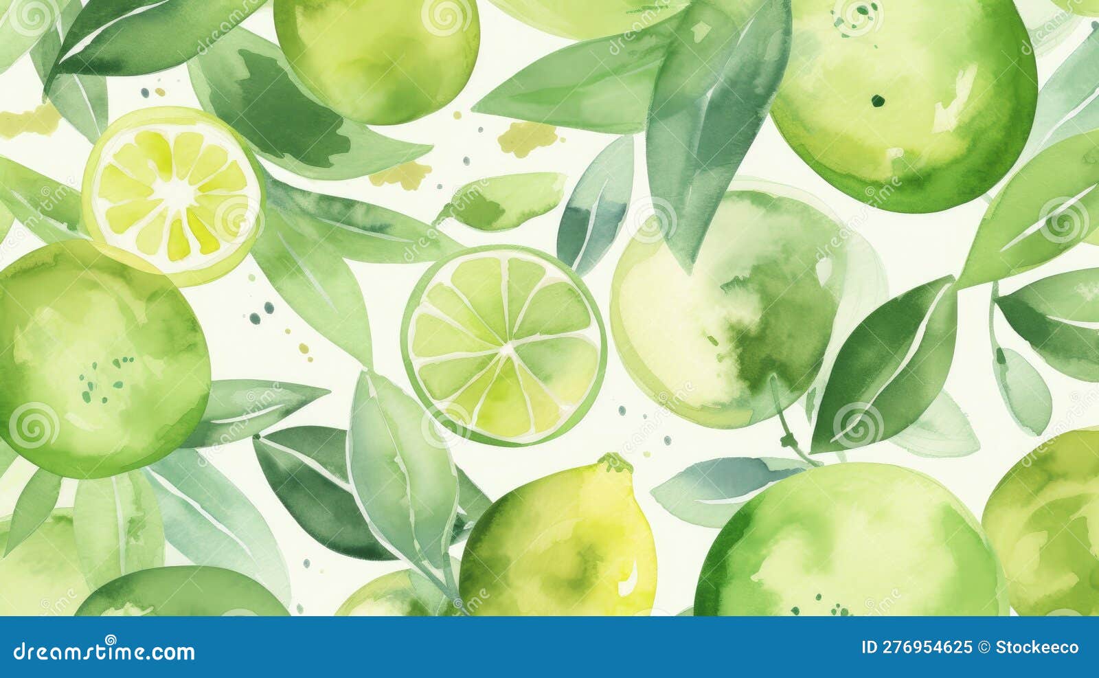 Lime Pattern in Watercolour Style Stock Illustration - Illustration of ...